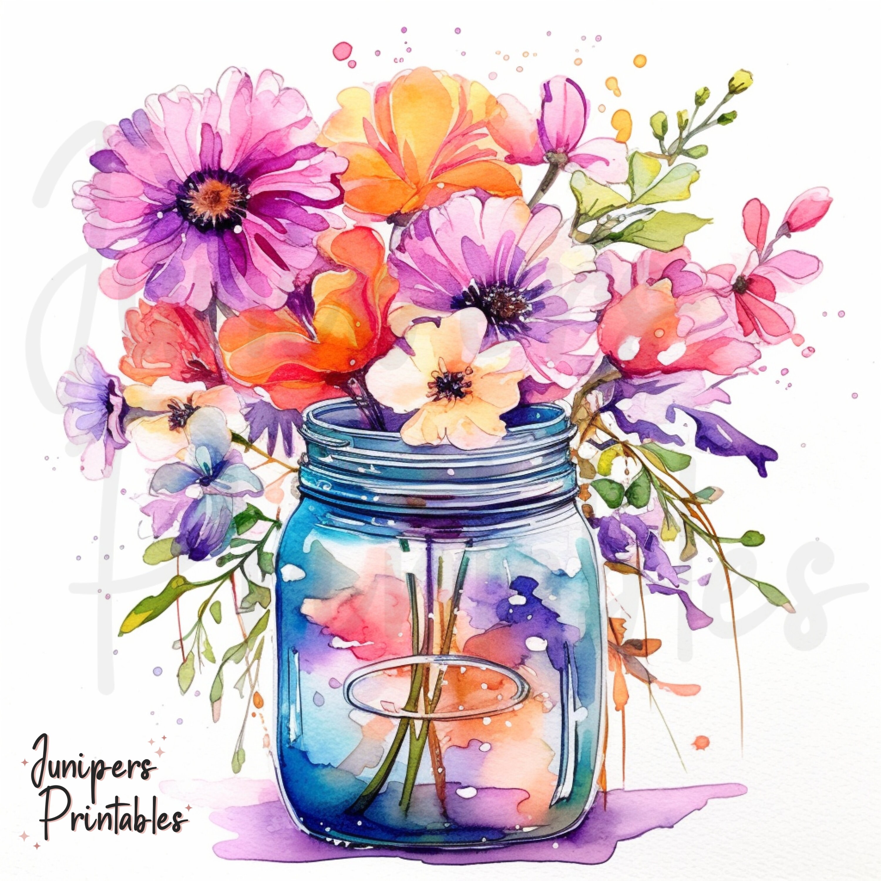 Vase of Colorful Flowers Clipart 12 High Quality Jpgs Vivid Mixed ...