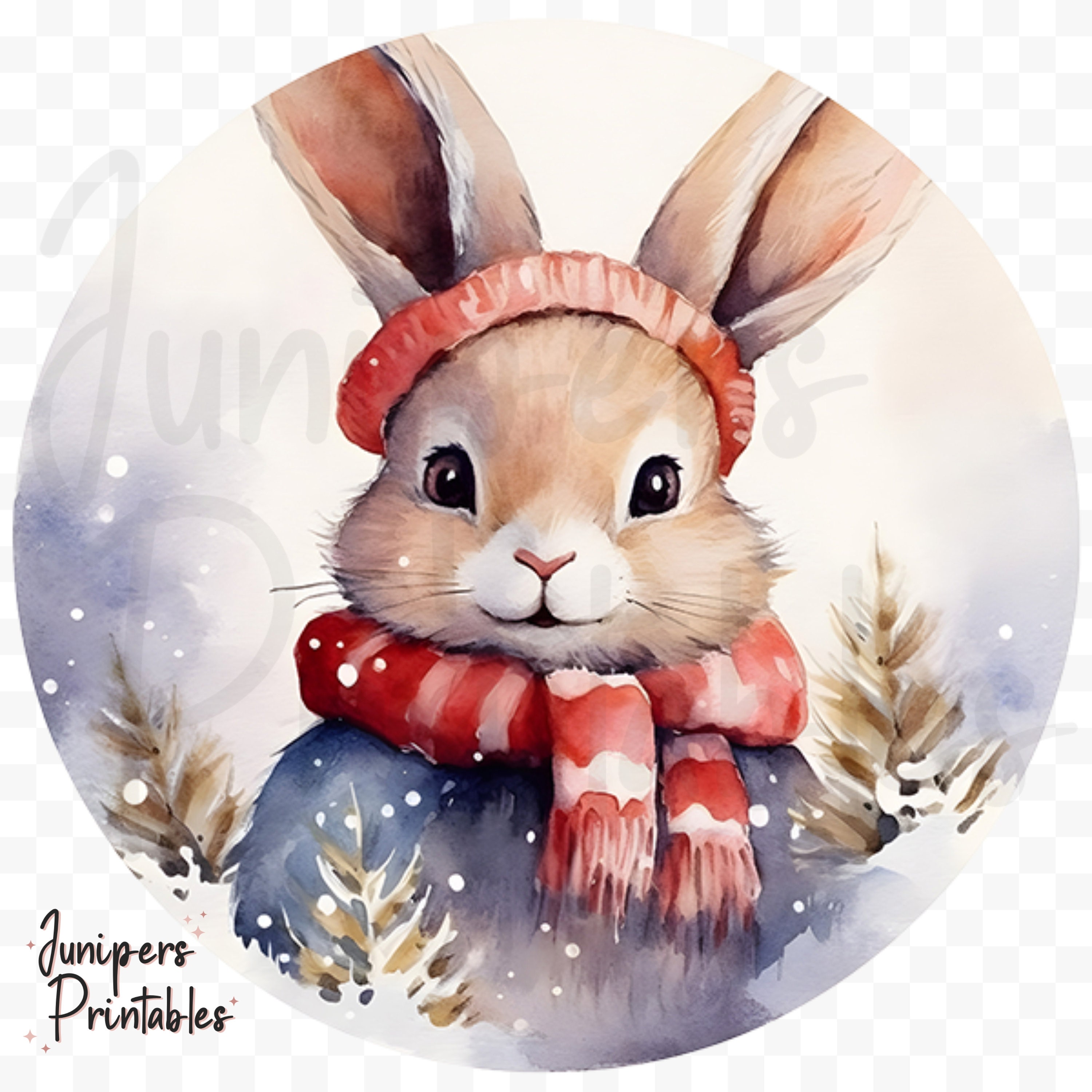 18 Christmas Bunnies Clipart High Quality Pngs Digital - Etsy