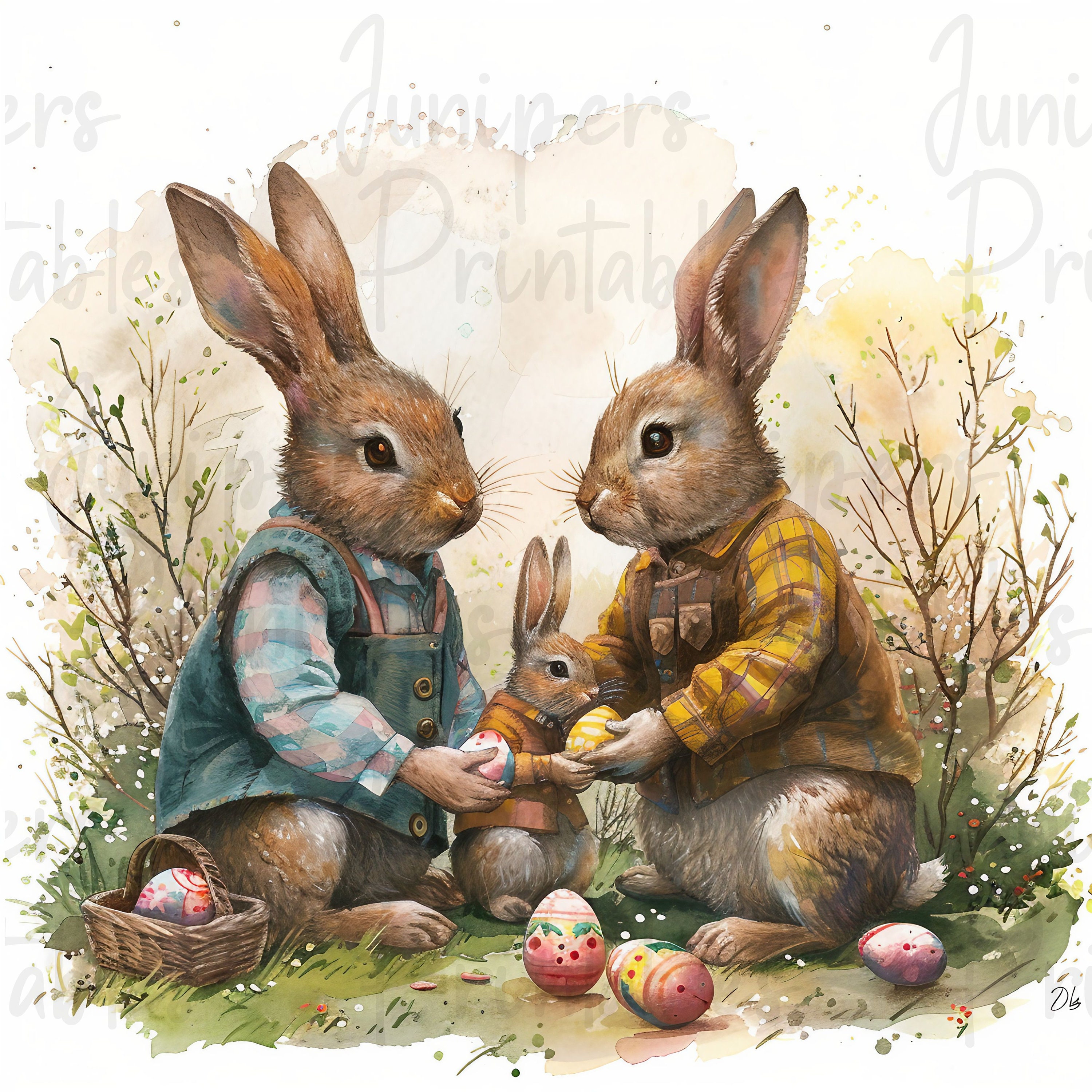 10 Easter Bunny Clipart, Rabbit Clipart, Printable Watercolor Clipart, High Quality Jpgs ...