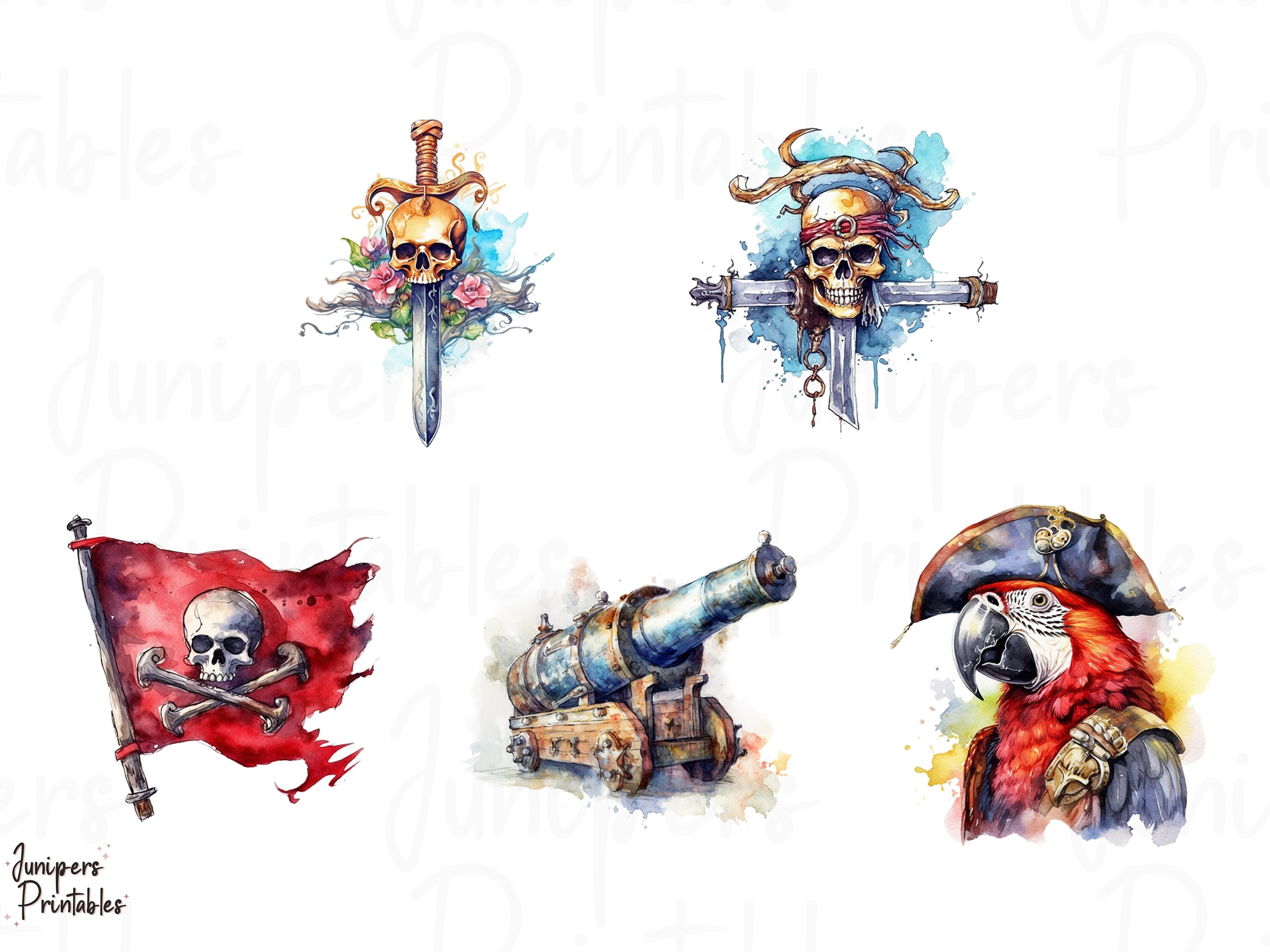 Pirate Adventure Clipart Bundle, 35 High Quality Transparent PNG for ...