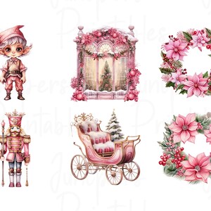 Pretty Pink Christmas Clipart Bundle, 40 High Quality Transparent PNG ...