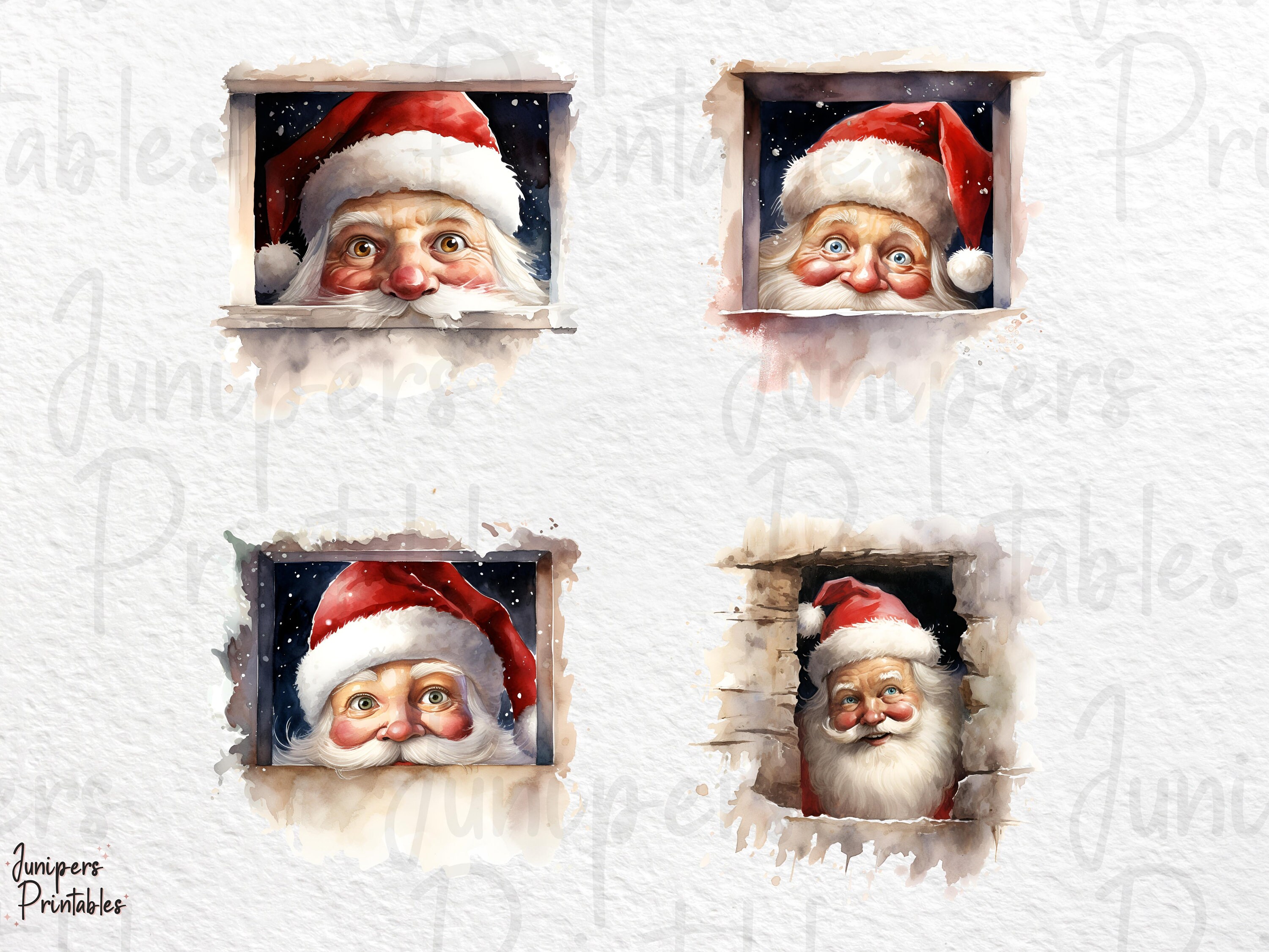 Peeking Santa Clipart Bundle, 22 High Quality Transparent PNG for ...