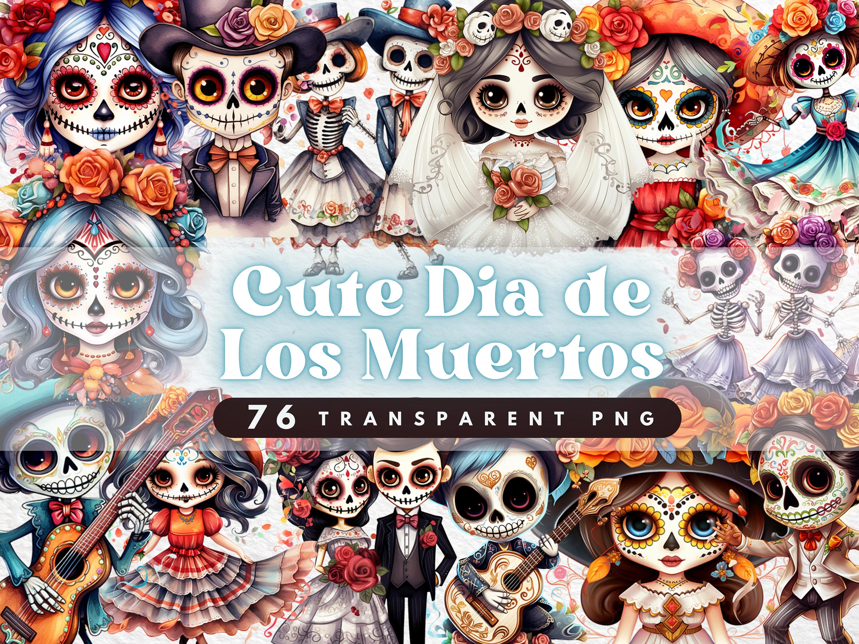 76 Cute Dia De Los Muertos Clipart Bundle, High Quality Transparent PNG, Mexican Halloween ...
