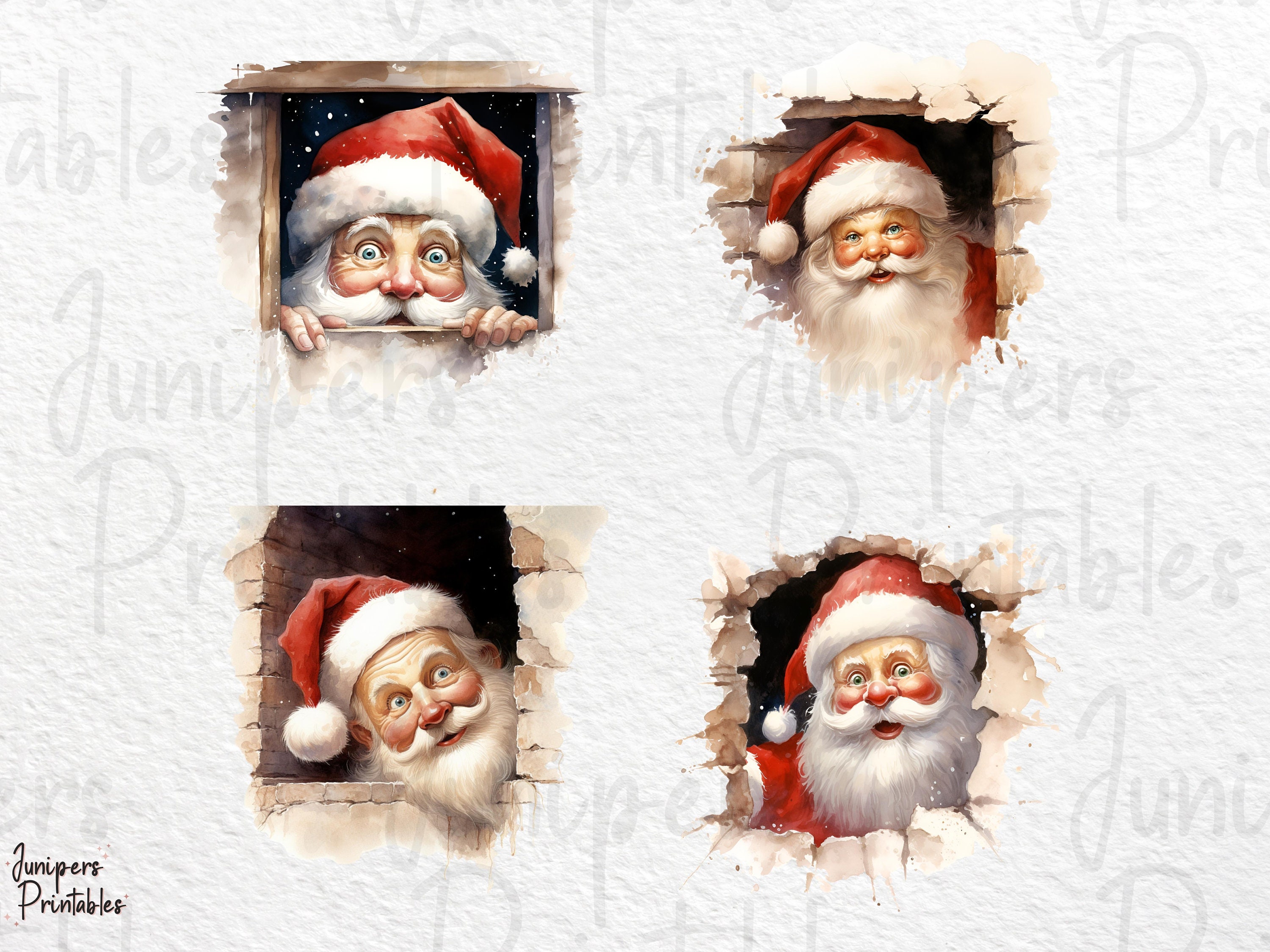 Peeking Santa Clipart Bundle, 22 High Quality Transparent PNG for ...