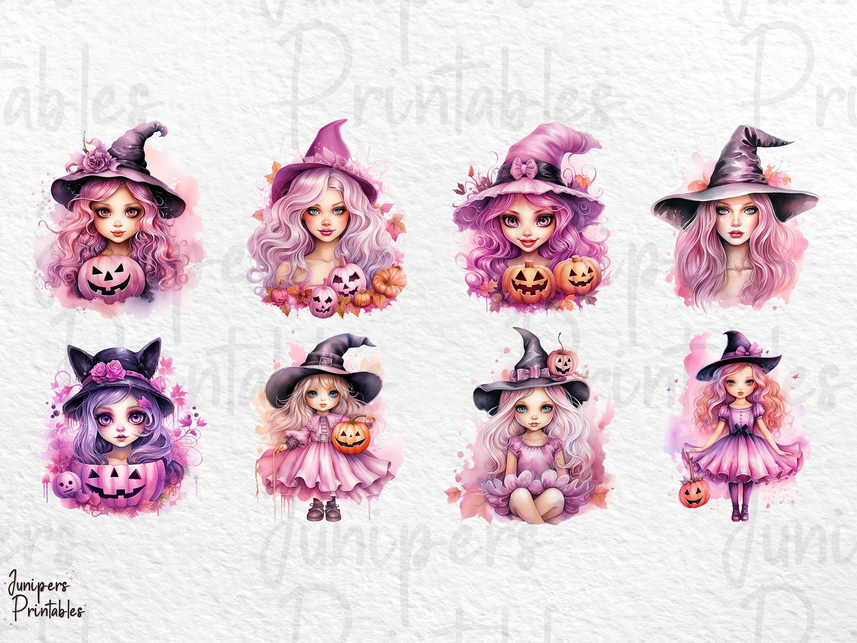 33 Pink Halloween Witch Clipart Bundle High Quality - Etsy