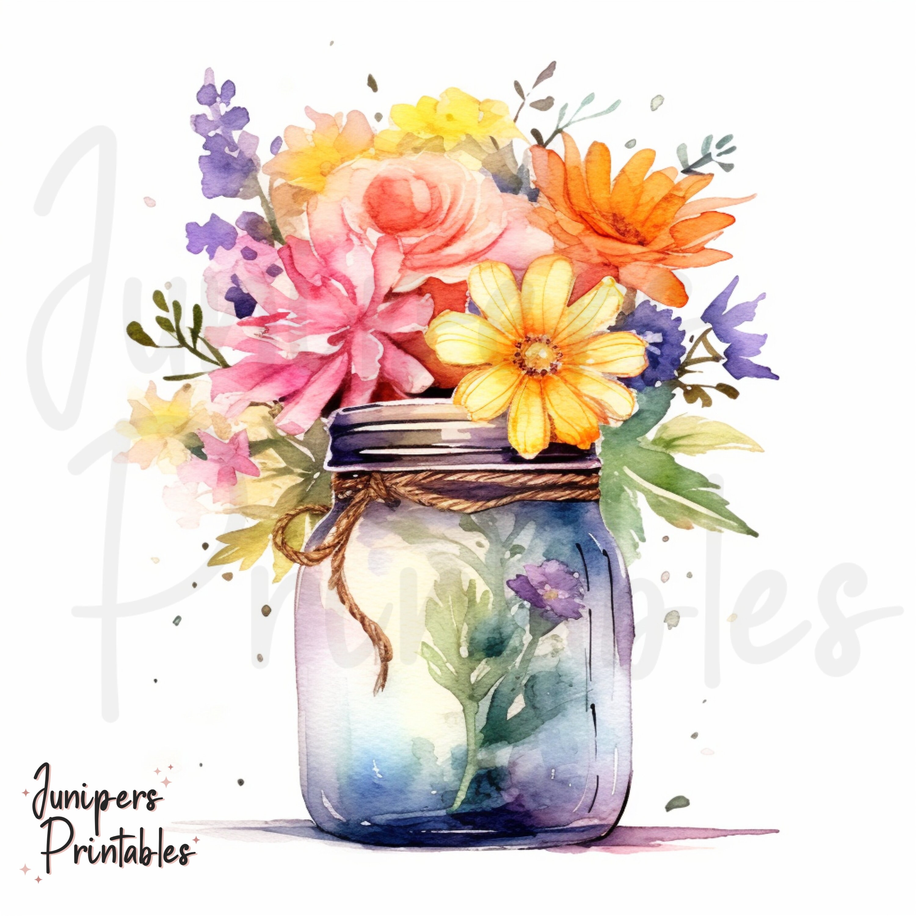 Vase of Colorful Flowers Clipart 12 High Quality Jpgs Vivid Mixed ...