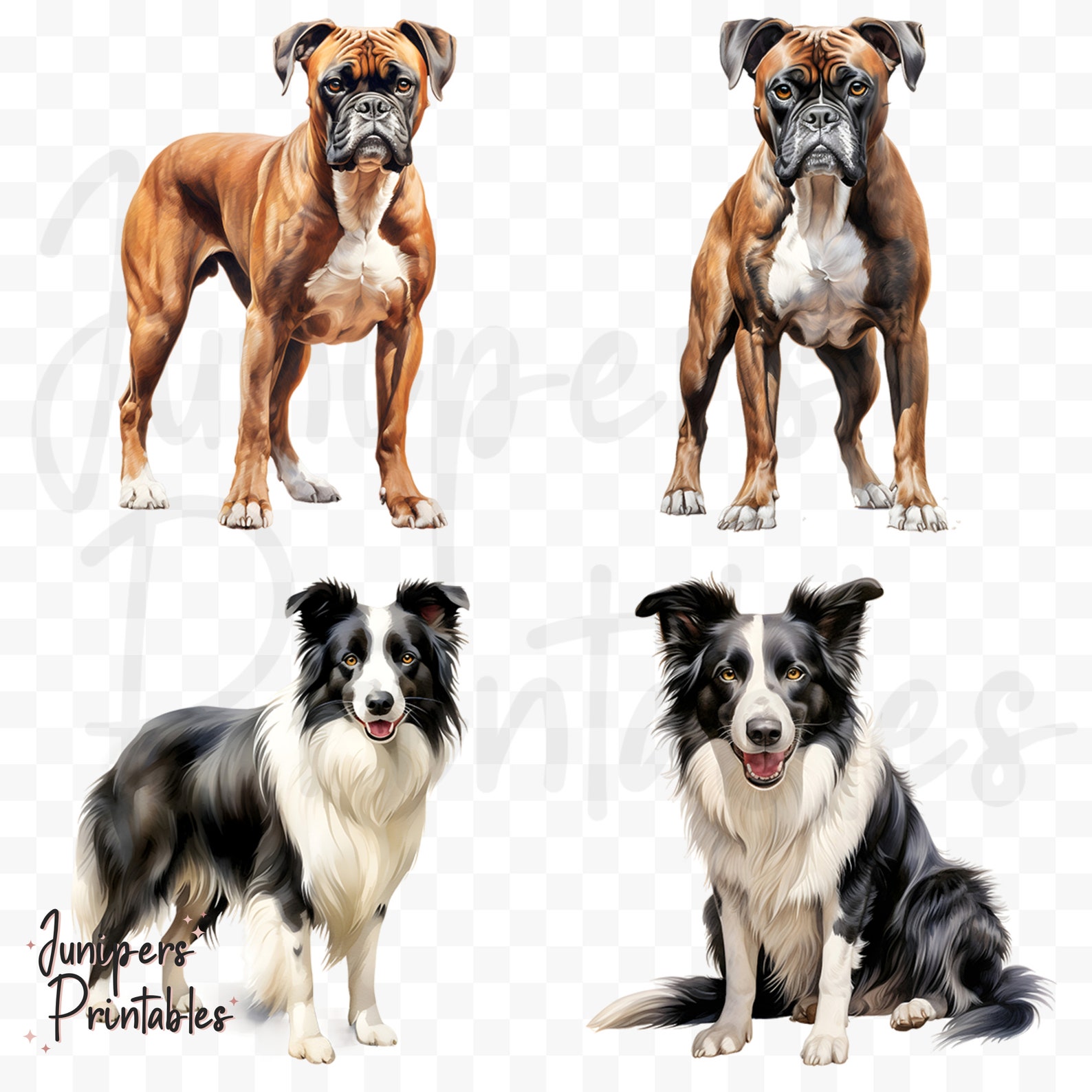 Watercolor Dog Breeds Vol. 2 Clipart Bundle, 20 High Quality PNG ...