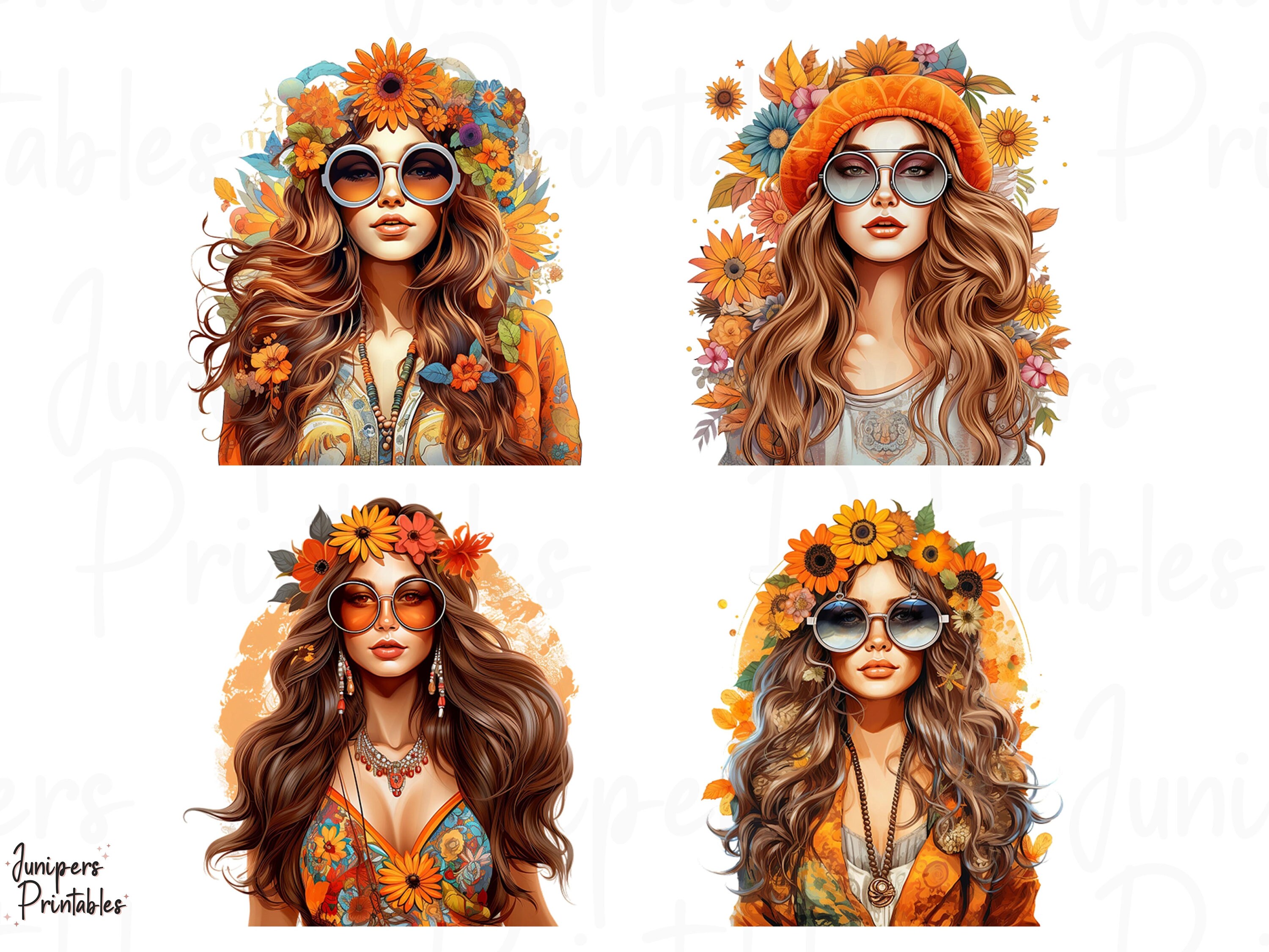 Autumn Hippie Clipart Bundle, 27 High Quality Transparent PNG for ...