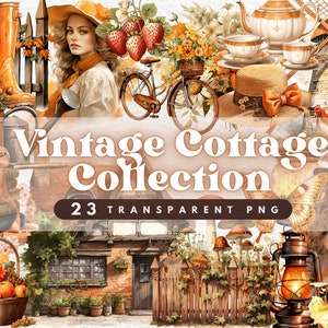 Vintage Fall Cottage Bundle, 23 High Quality Transparent PNG for ...