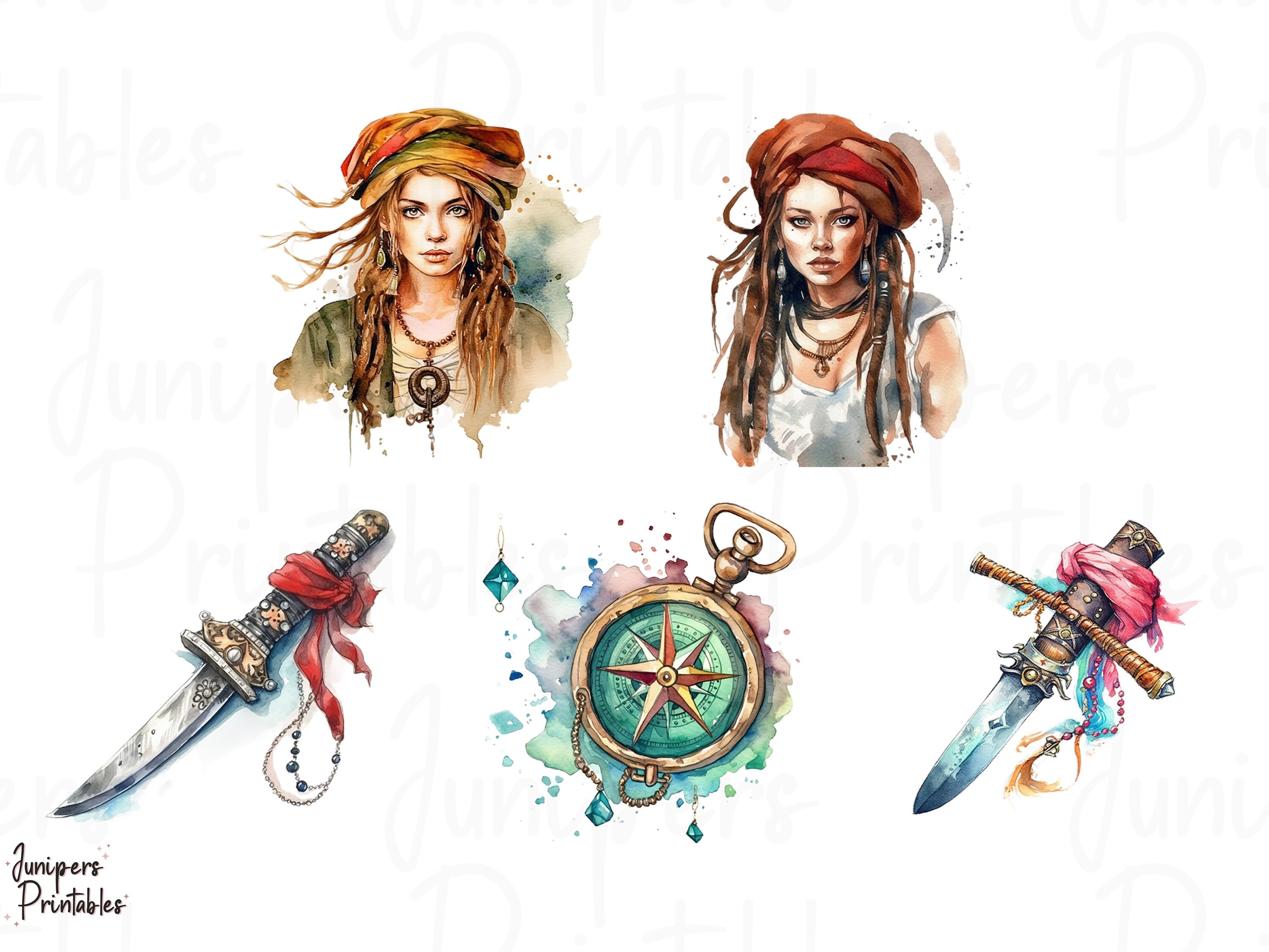 Pirate Adventure Clipart Bundle, 35 High Quality Transparent PNG for ...