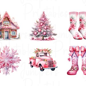 Pretty Pink Christmas Clipart Bundle, 40 High Quality Transparent PNG ...