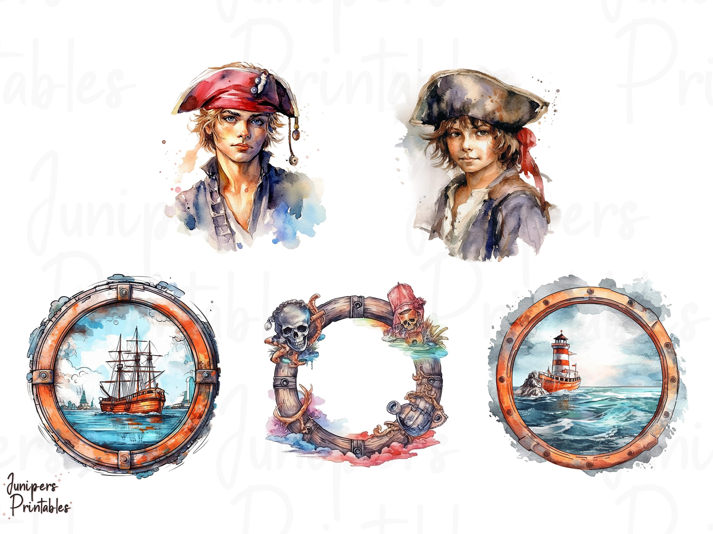 Pirate Adventure Clipart Bundle, 35 High Quality Transparent PNG for ...