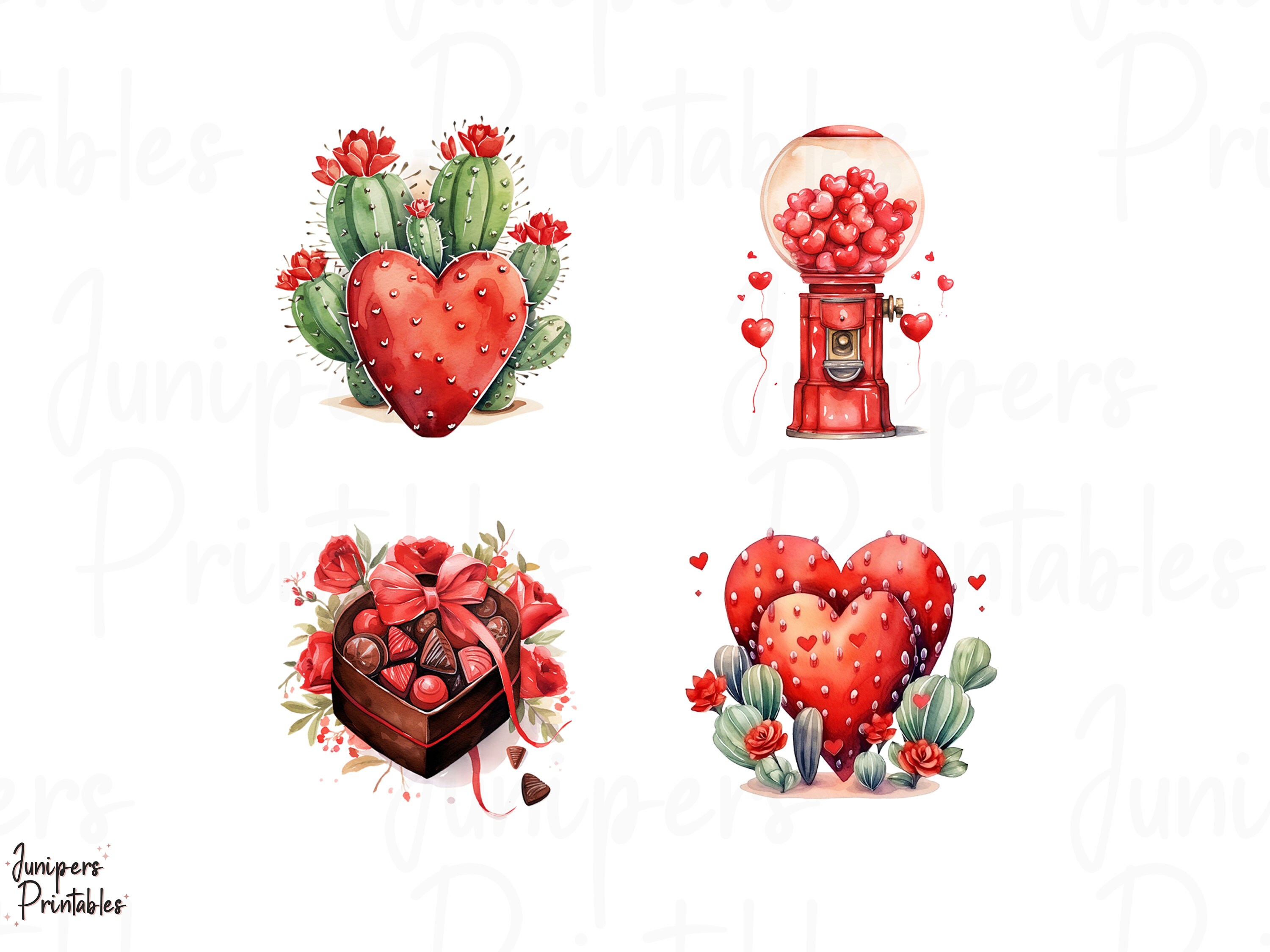 Red Valentine's Day Clipart Bundle, 26 High Quality Transparent PNG ...