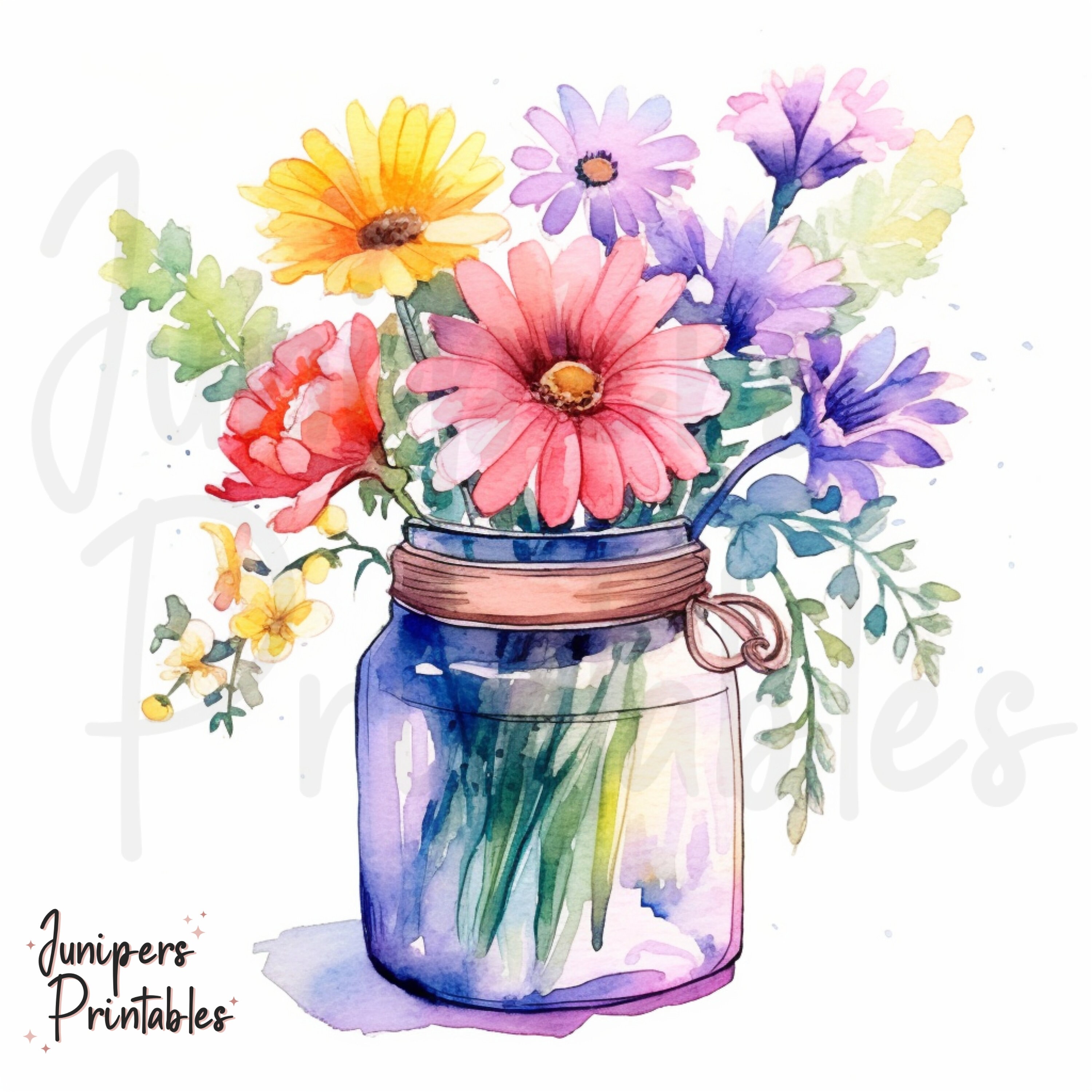 Vase of Colorful Flowers Clipart 12 High Quality Jpgs Vivid Mixed ...