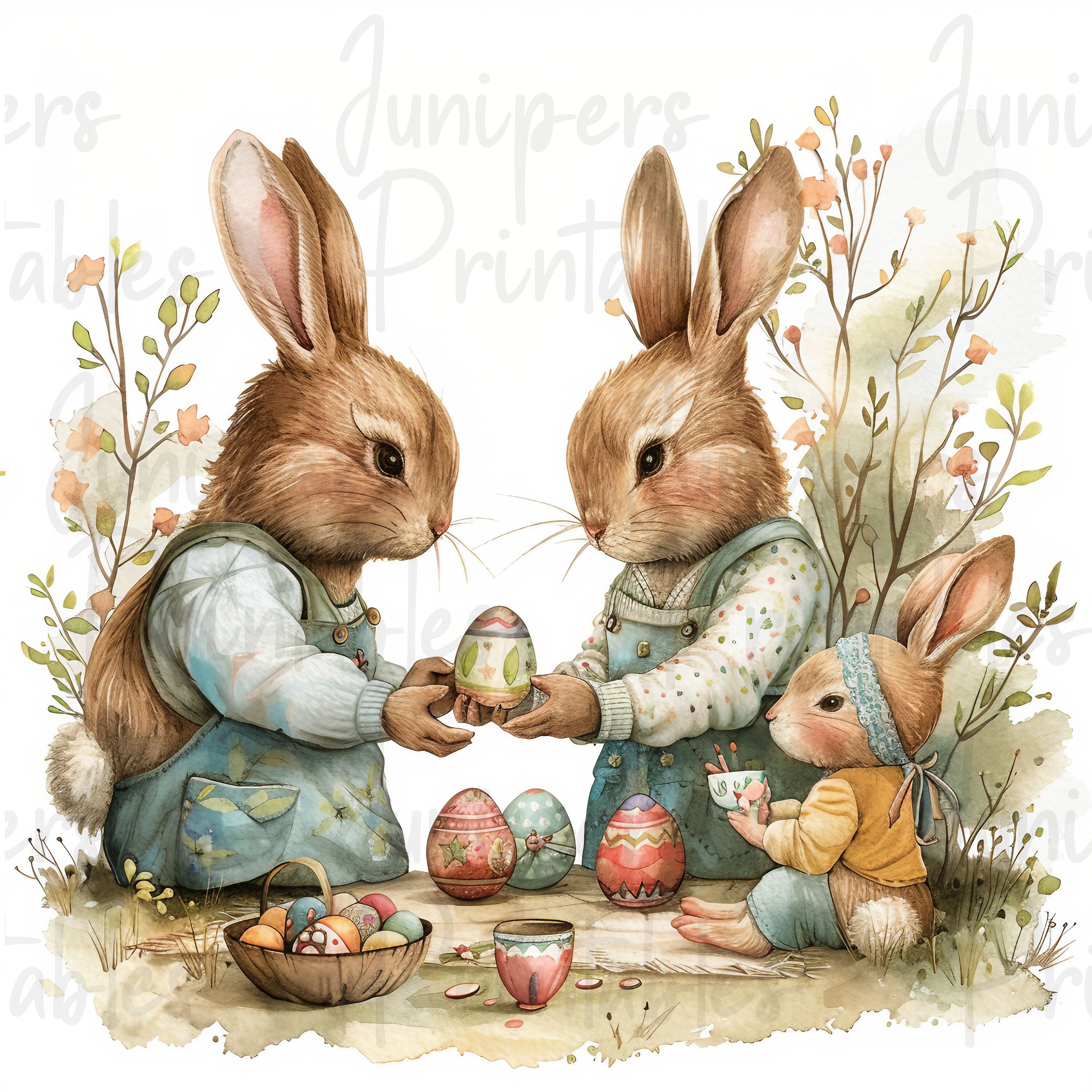 10 Easter Bunny Clipart, Rabbit Clipart, Printable Watercolor Clipart, High Quality Jpgs ...