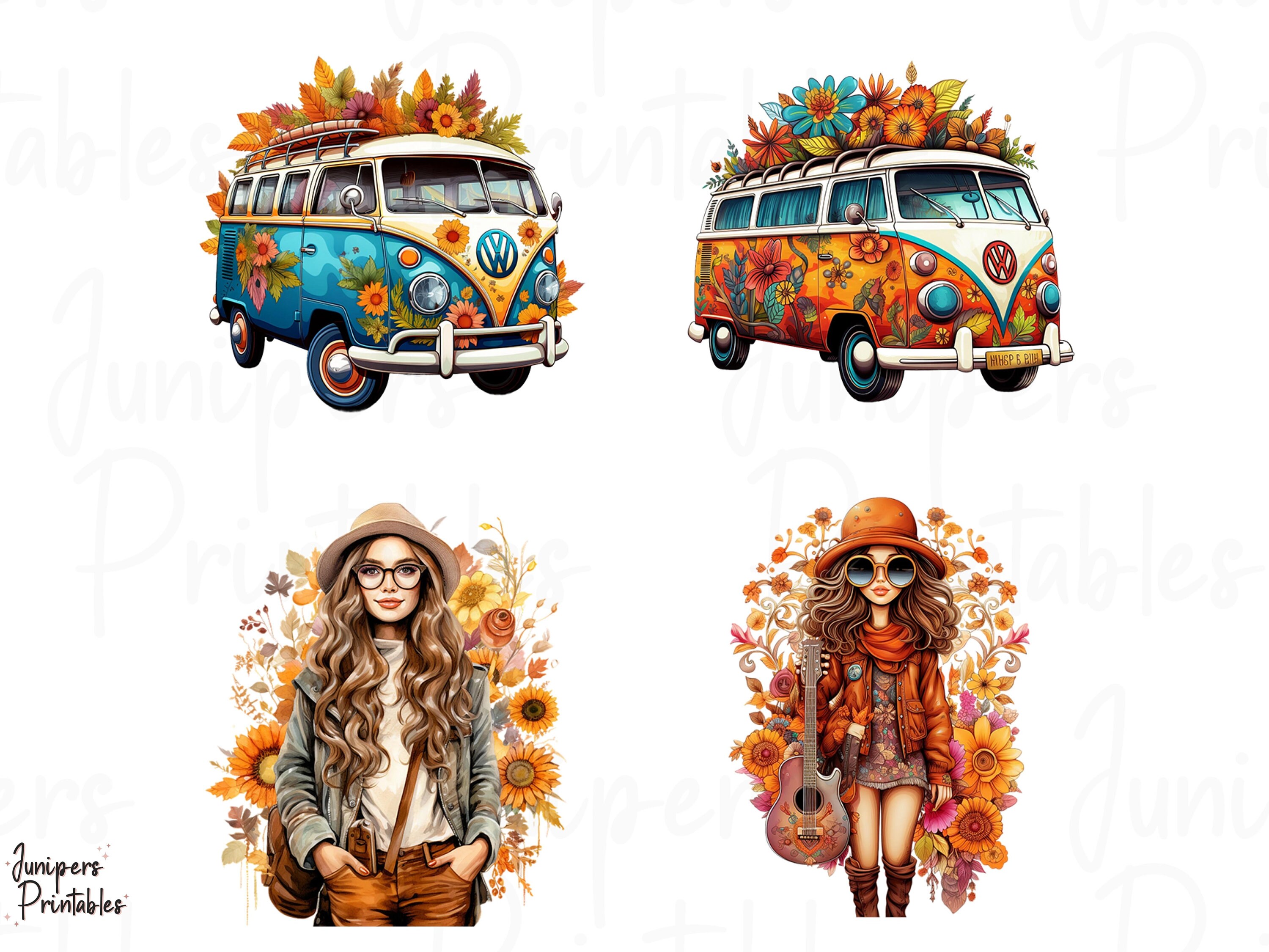 Autumn Hippie Clipart Bundle, 27 High Quality Transparent PNG for ...