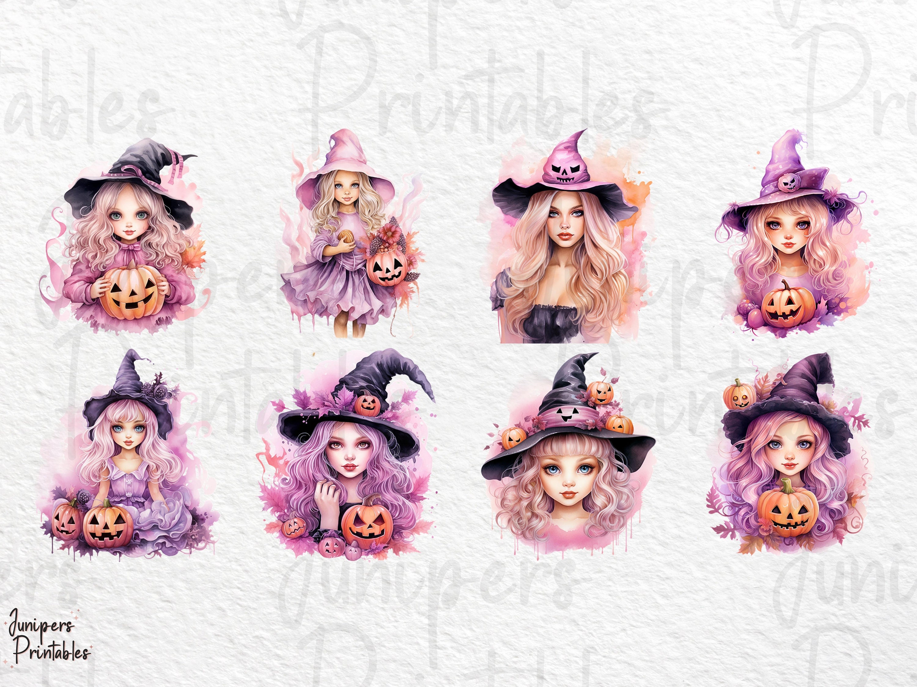 33 Pink Halloween Witch Clipart Bundle High Quality - Etsy