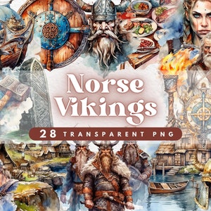 Norse Vikings Clipart Bundle, 28 High Quality Transparent PNG for ...