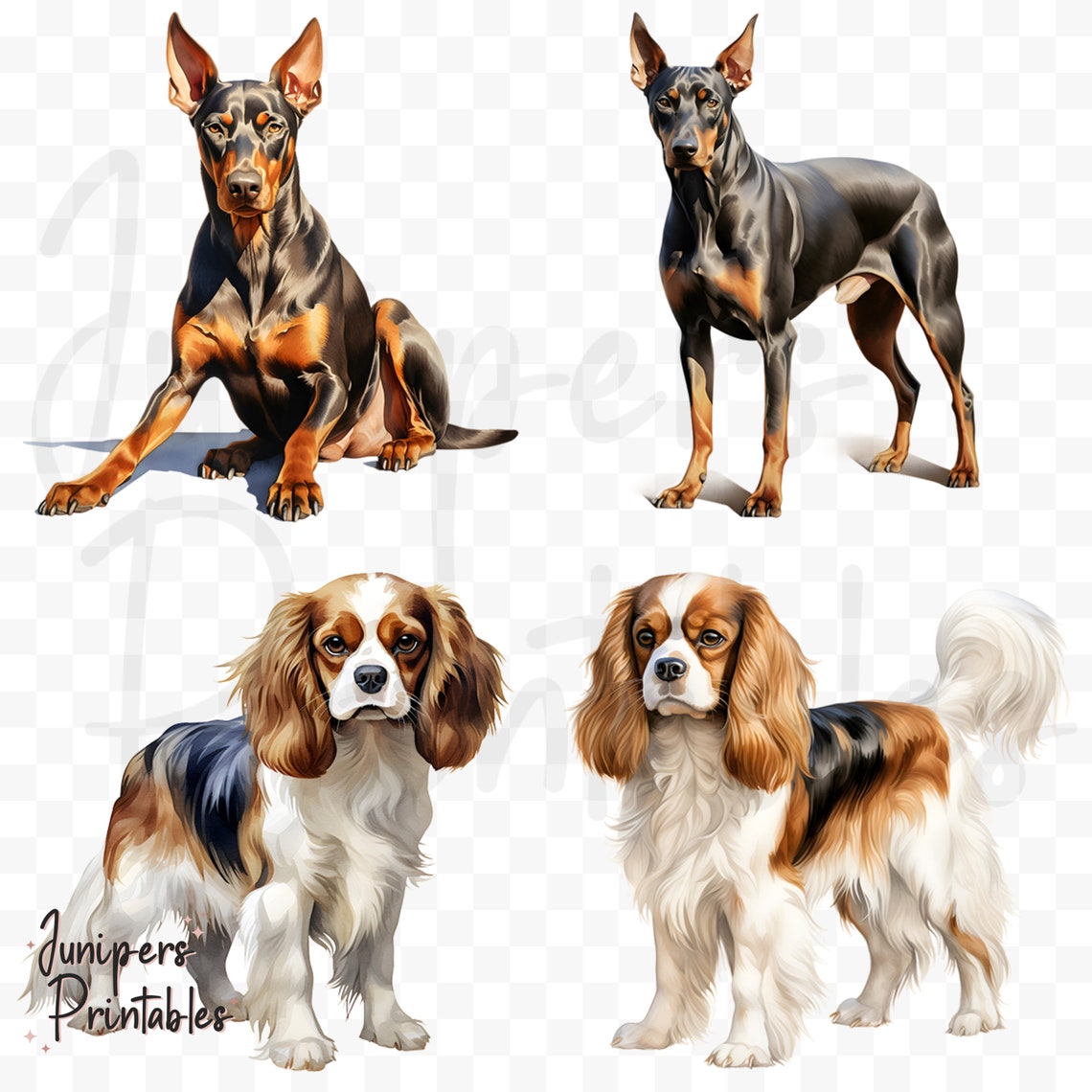 Watercolor Dog Breeds Vol. 2 Clipart Bundle, 20 High Quality PNG ...