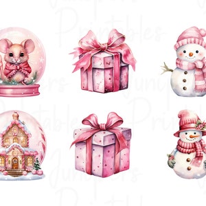 Pretty Pink Christmas Clipart Bundle, 40 High Quality Transparent PNG ...