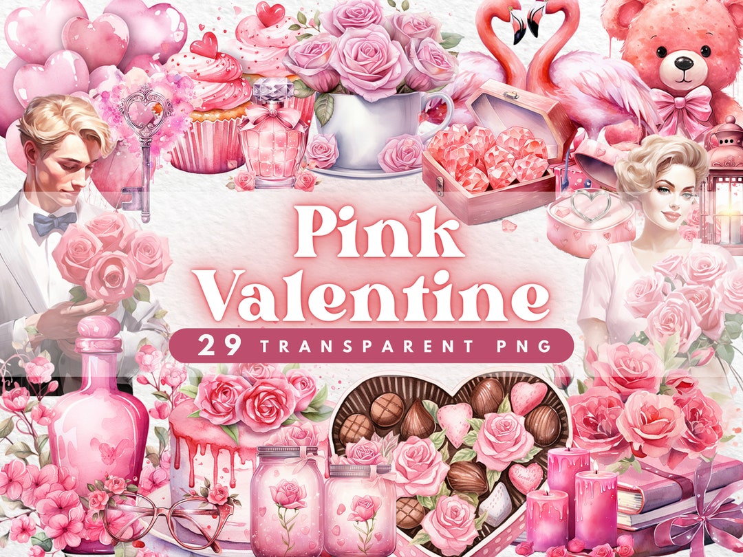 Pink Valentine's Day Clipart Bundle, 29 High Quality Transparent PNG ...