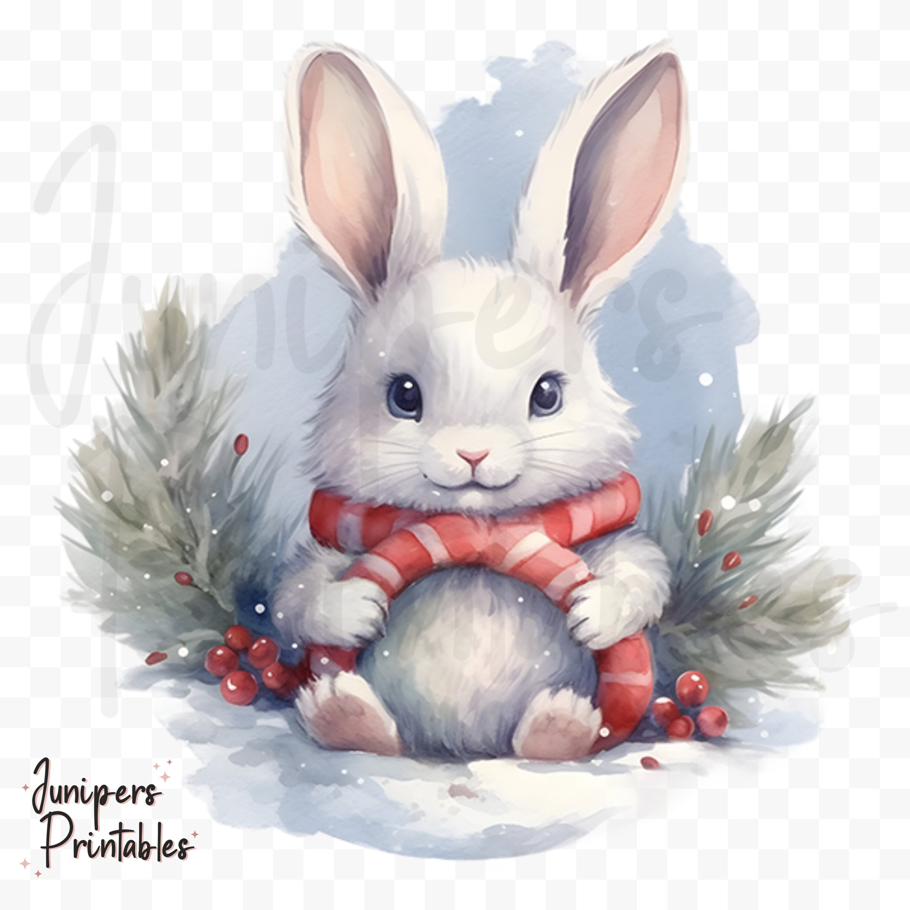 18 Christmas Bunnies Clipart High Quality Pngs Digital - Etsy