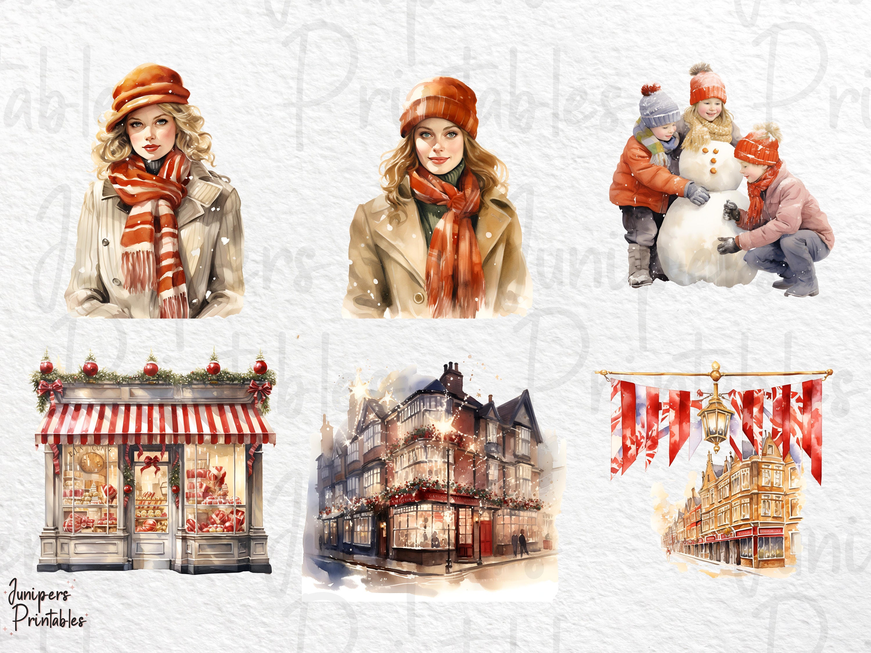 Christmas in London Clipart Bundle, 24 High Quality Transparent PNG for ...