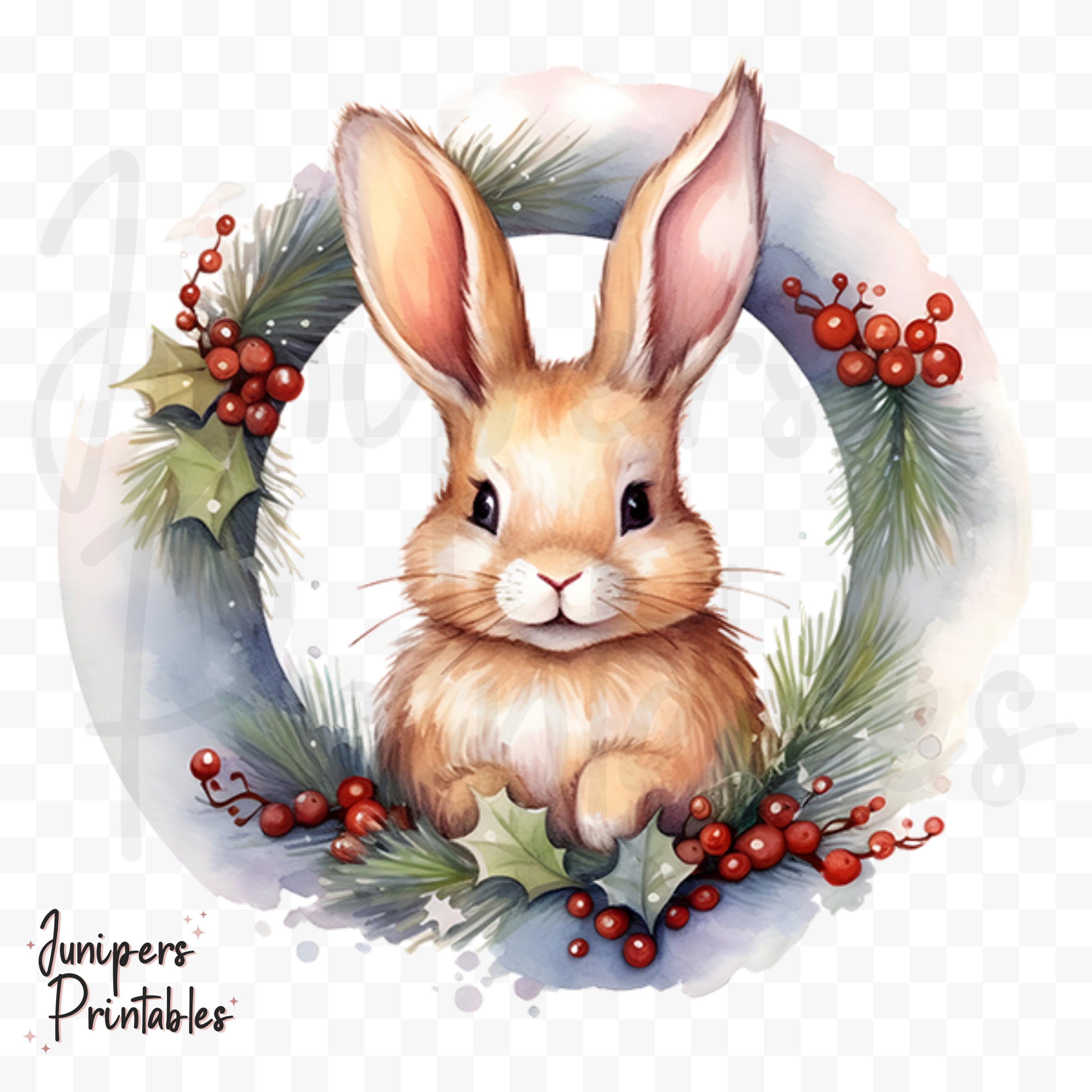 18 Christmas Bunnies Clipart, High Quality Pngs, Digital Download Card ...