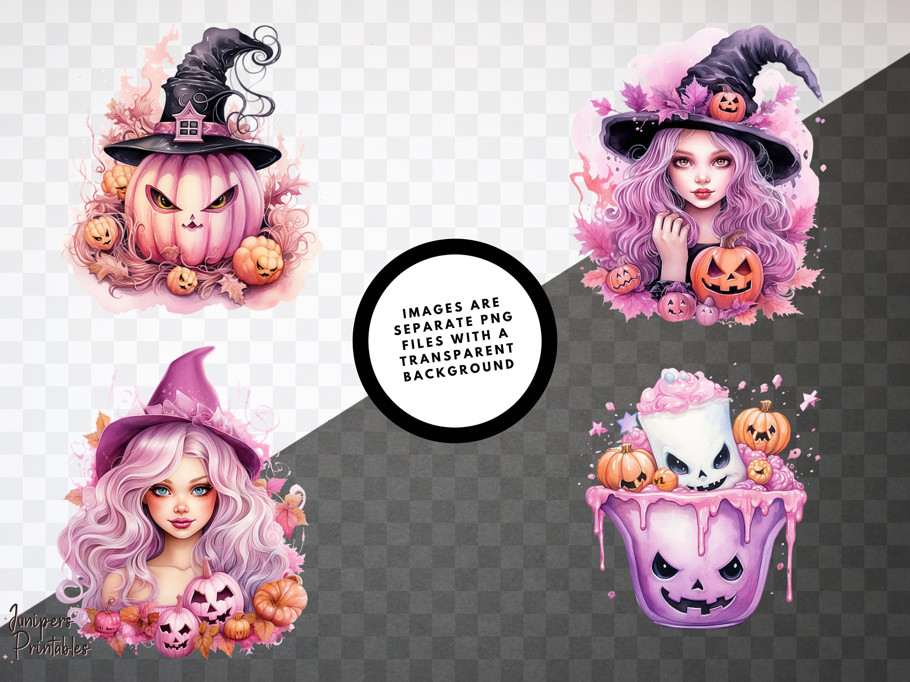 33 Pink Halloween Witch Clipart Bundle High Quality - Etsy