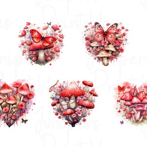 Valentine's Day Mushrooms Clipart Bundle, 30 High Quality Transparent ...