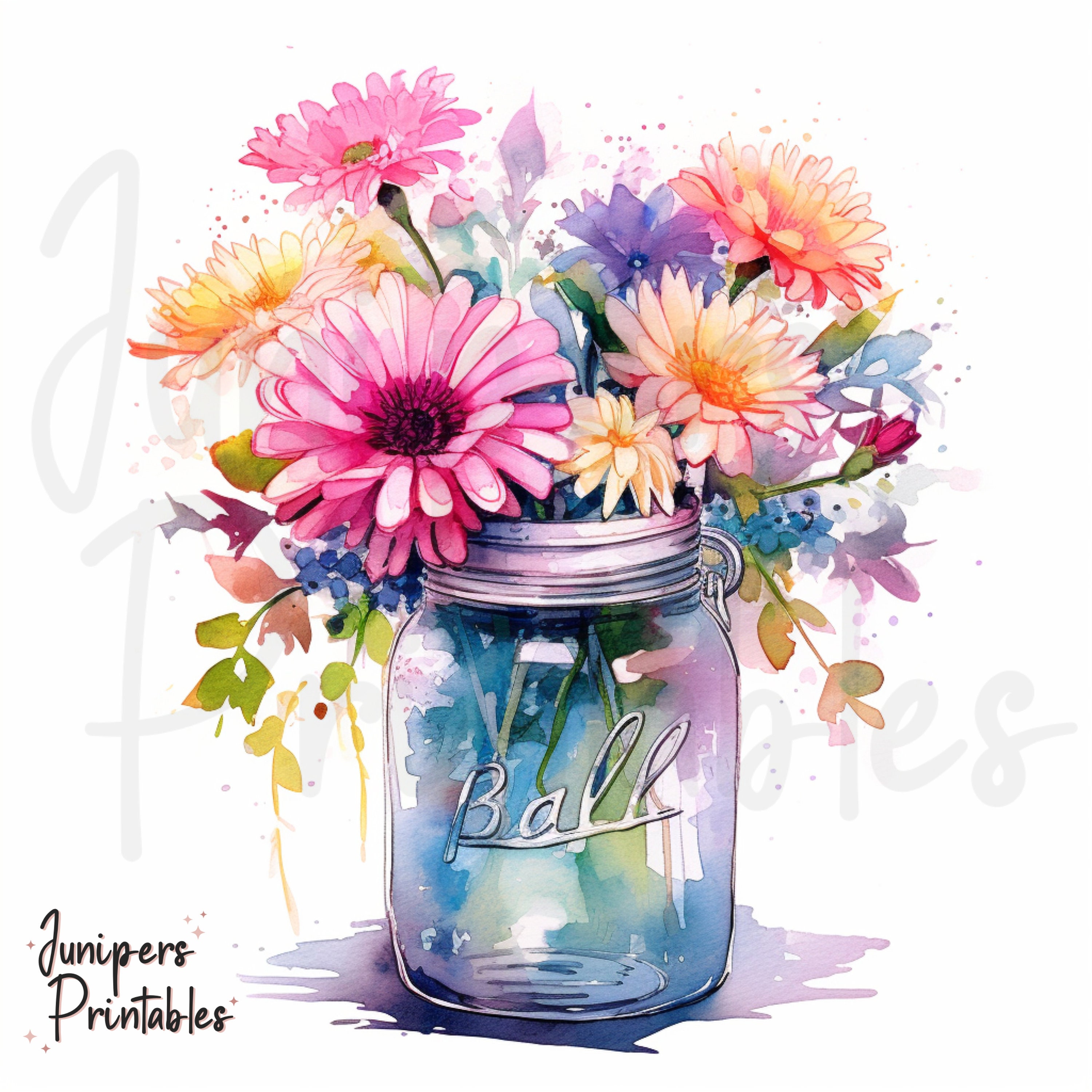 Vase of Colorful Flowers Clipart 12 High Quality Jpgs Vivid Mixed ...