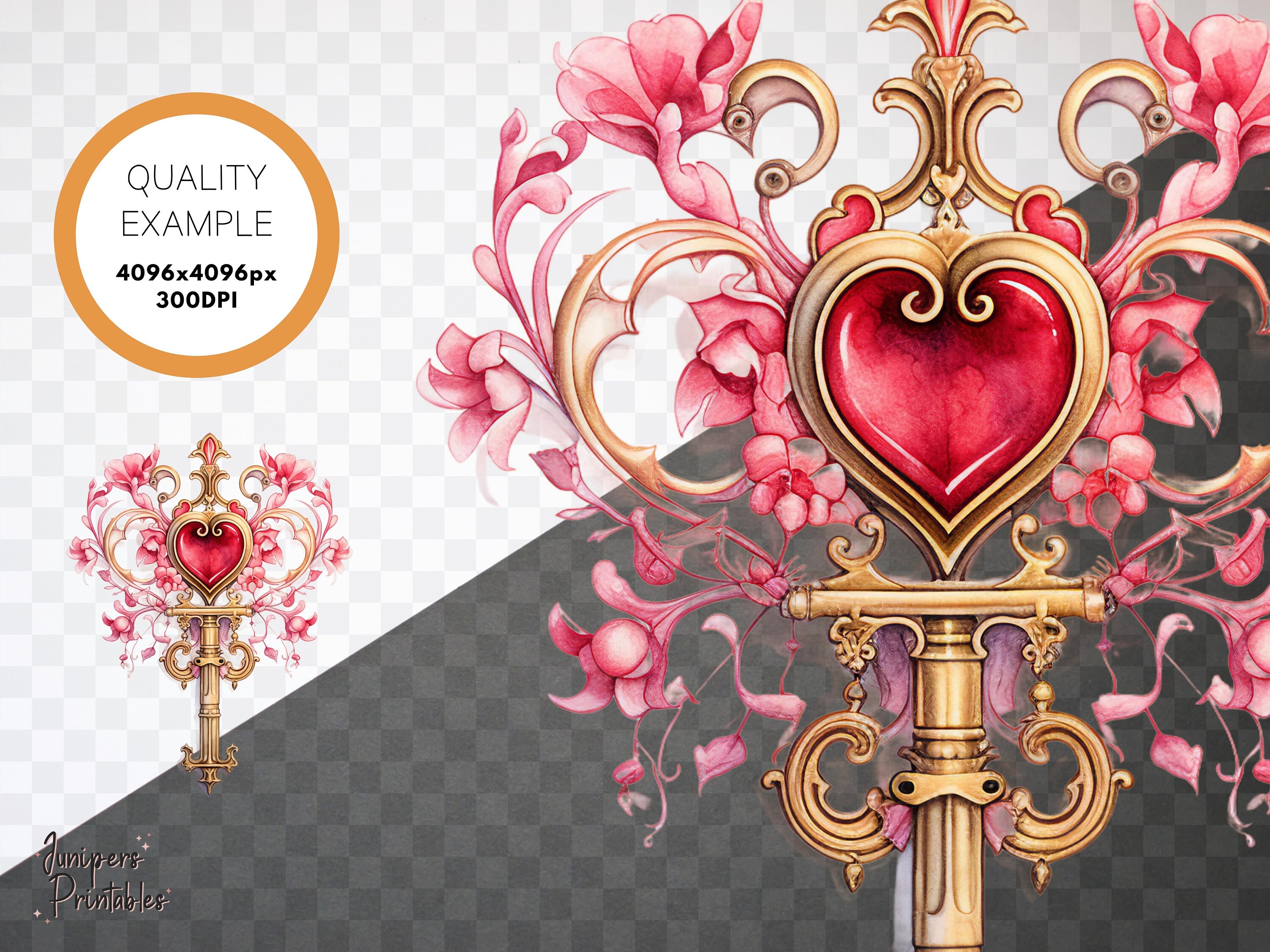 20 Secret Love Keys Watercolor Clipart Bundle High Quality - Etsy