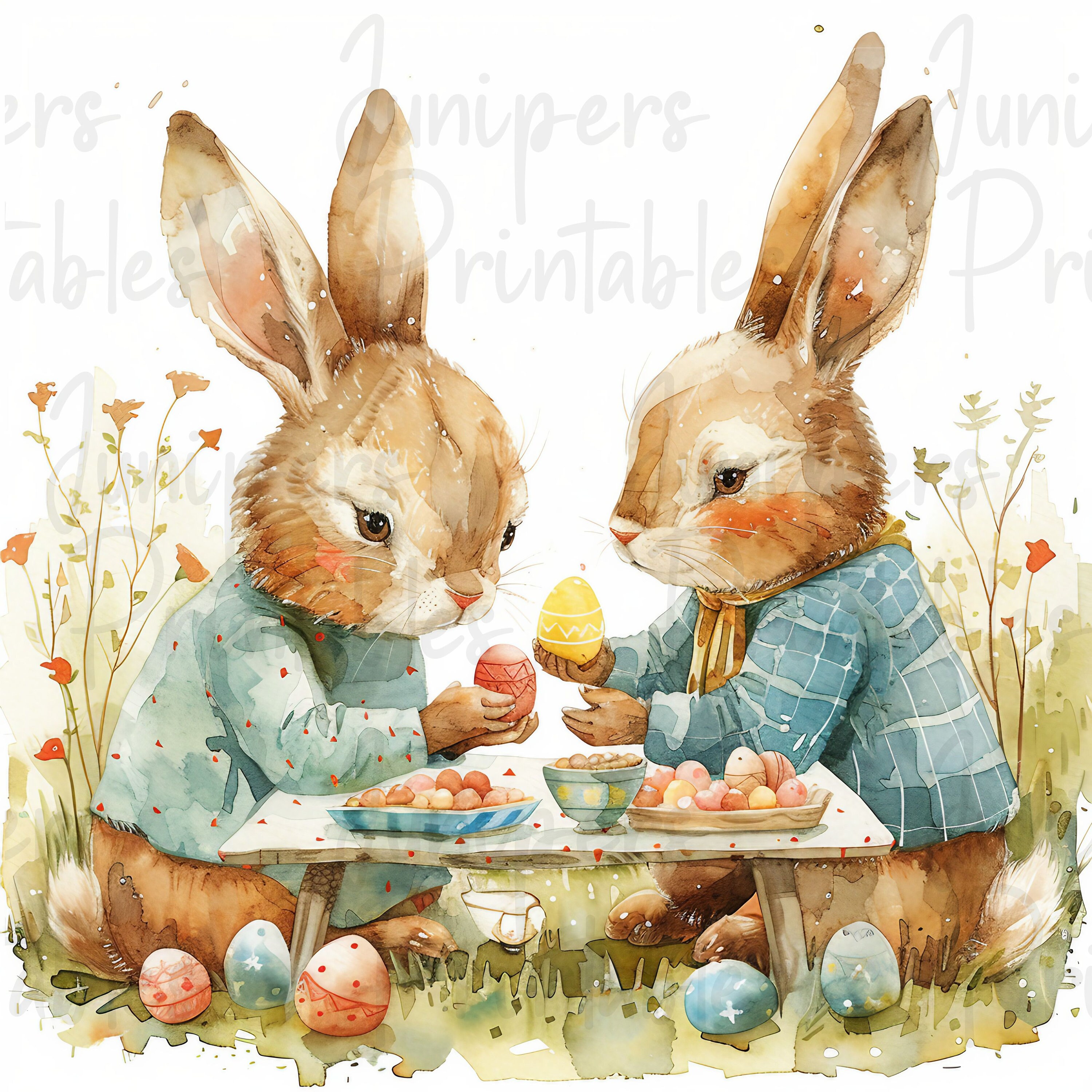 10 Easter Bunny Clipart, Rabbit Clipart, Printable Watercolor Clipart, High Quality Jpgs ...