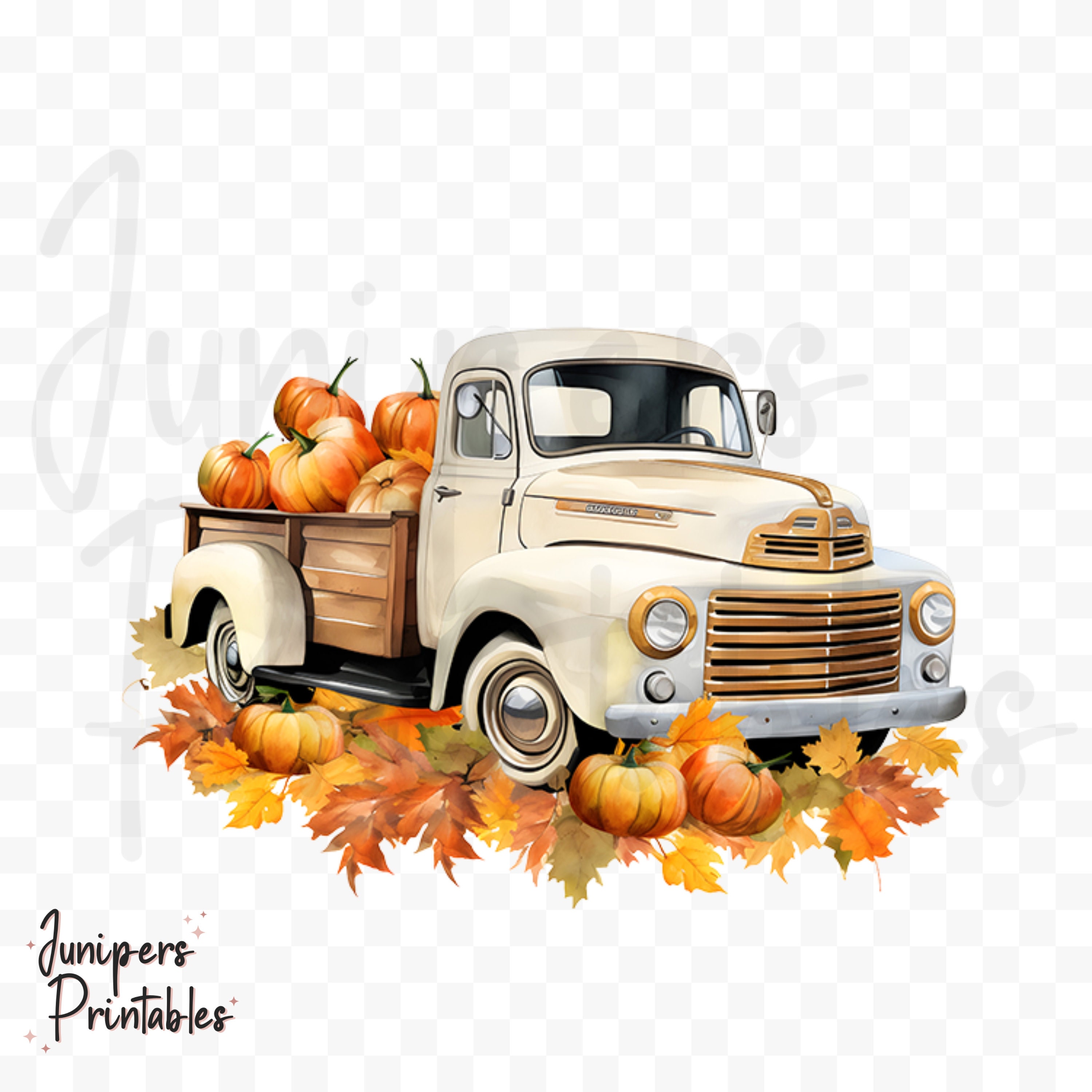 25 Fall Pumpkin Pickup Truck Clipart, High Quality Pngs, Digital ...