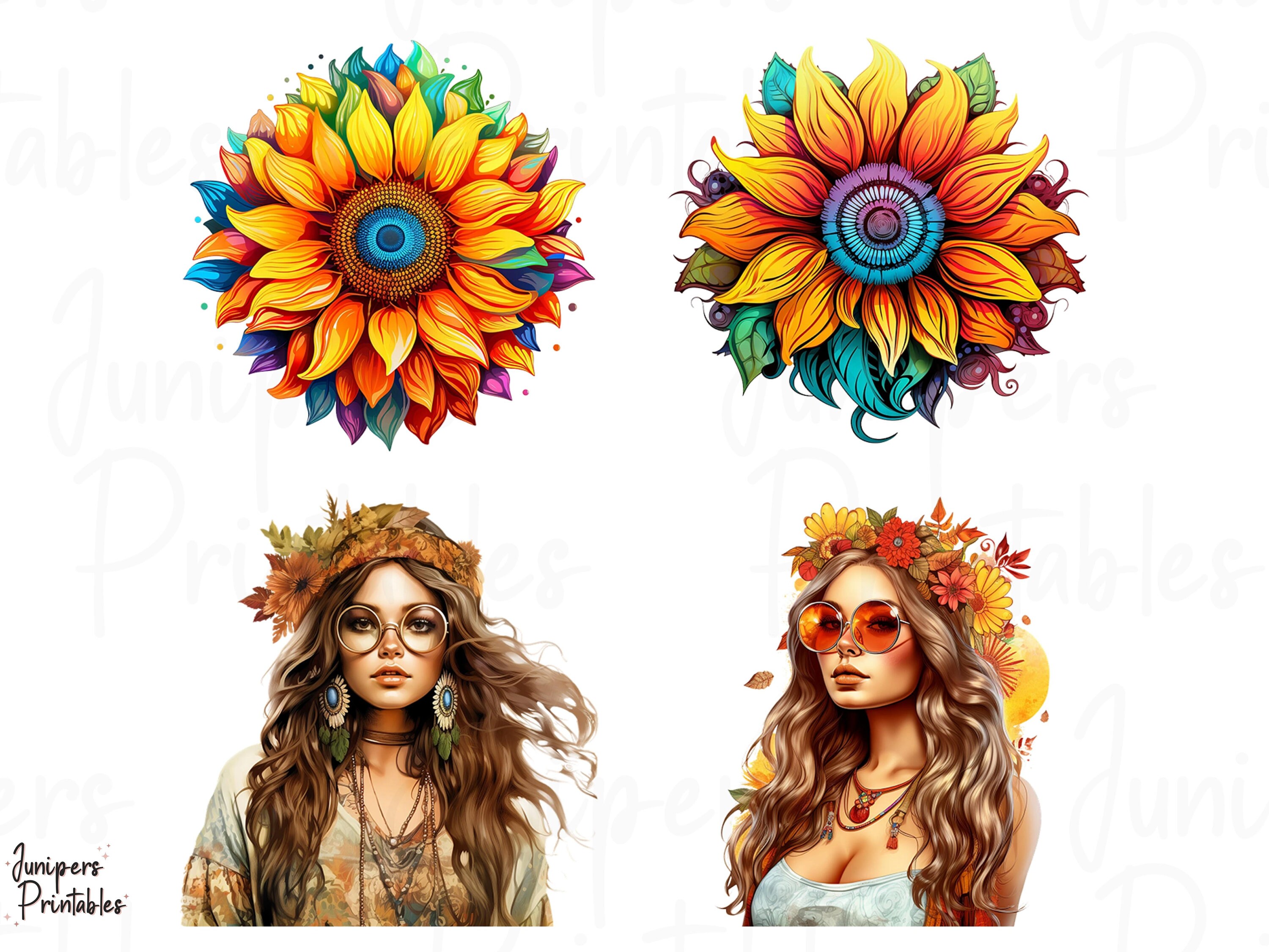 Autumn Hippie Clipart Bundle, 27 High Quality Transparent PNG for ...