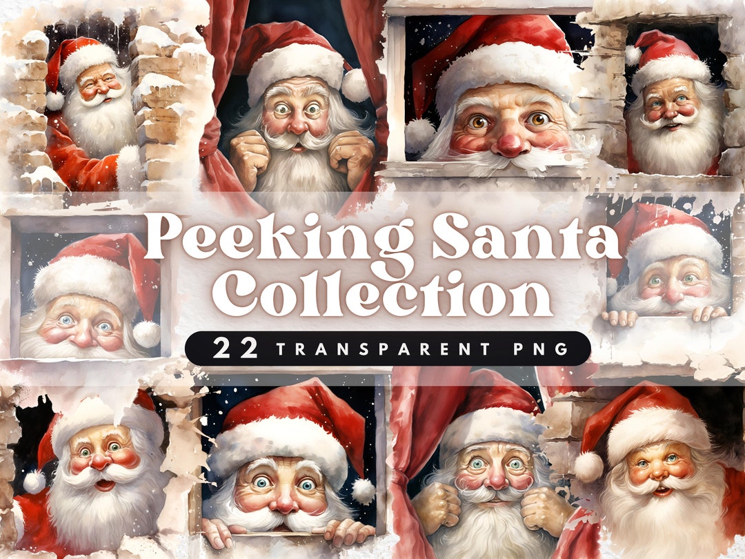 Peeking Santa Clipart Bundle, 22 High Quality Transparent PNG for ...