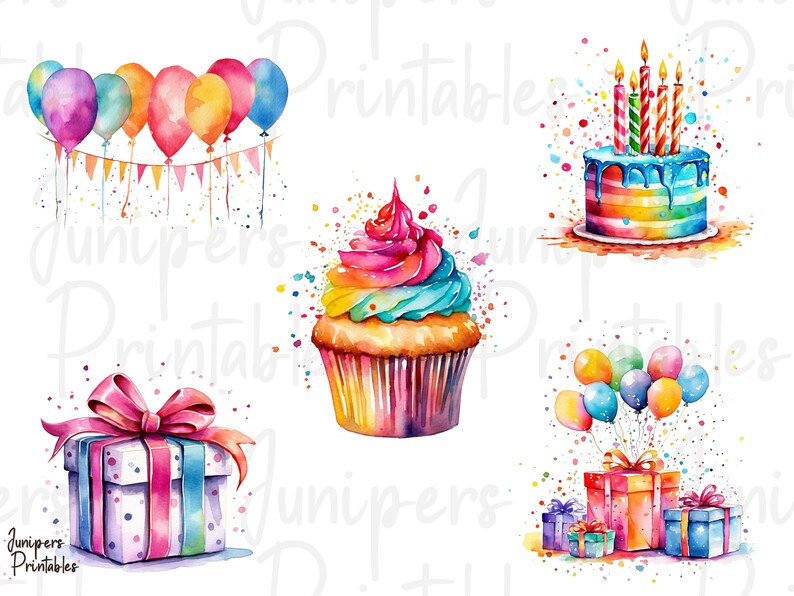 Rainbow Birthday Party Clipart Bundle 25 High Quality - Etsy