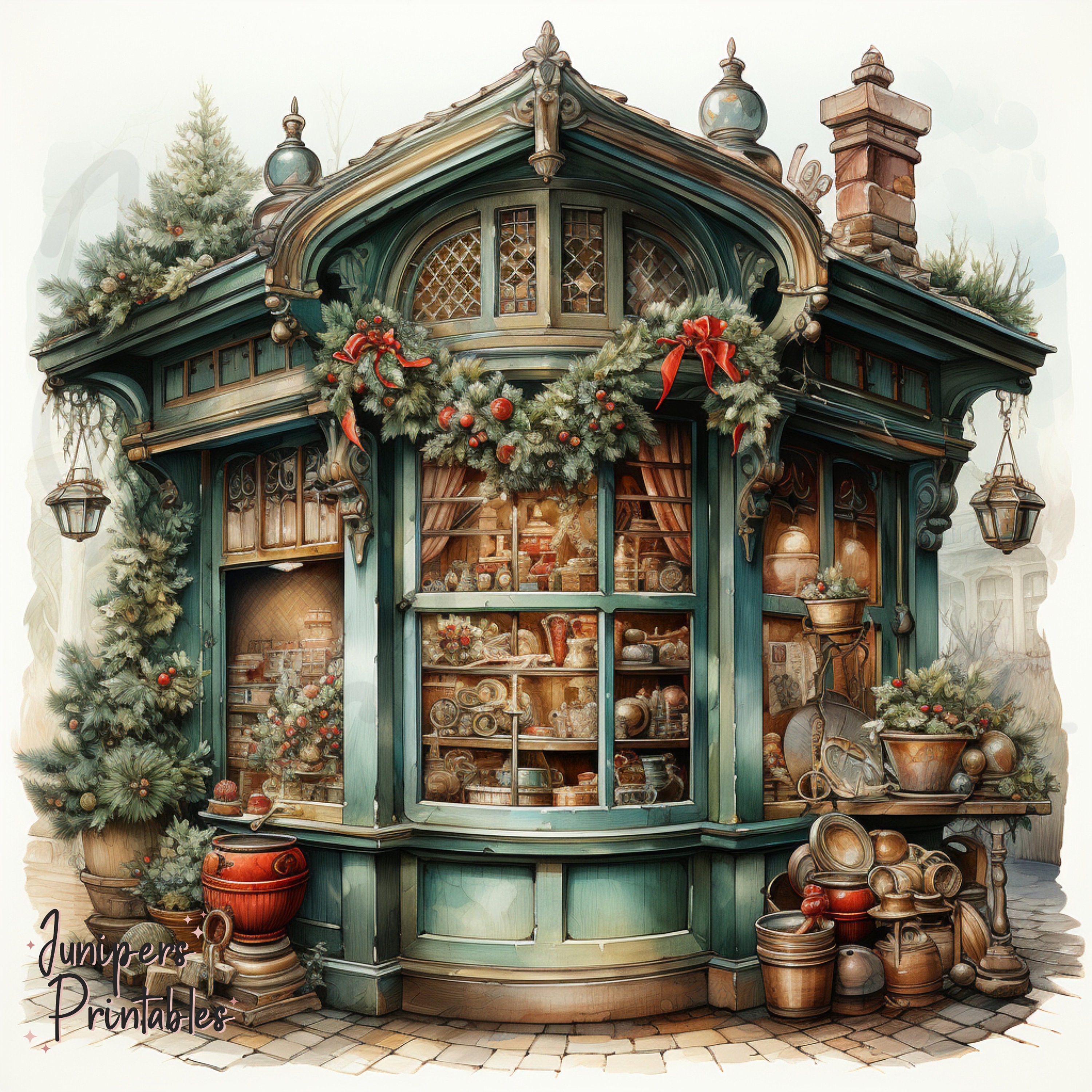 22 Christmas Store Front Clipart High Quality Jpgs Digital - Etsy