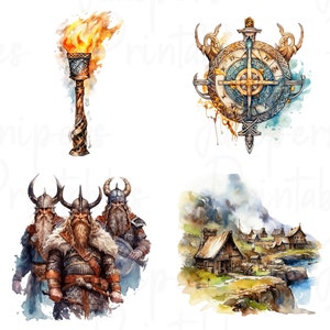 Norse Vikings Clipart Bundle, 28 High Quality Transparent PNG for ...