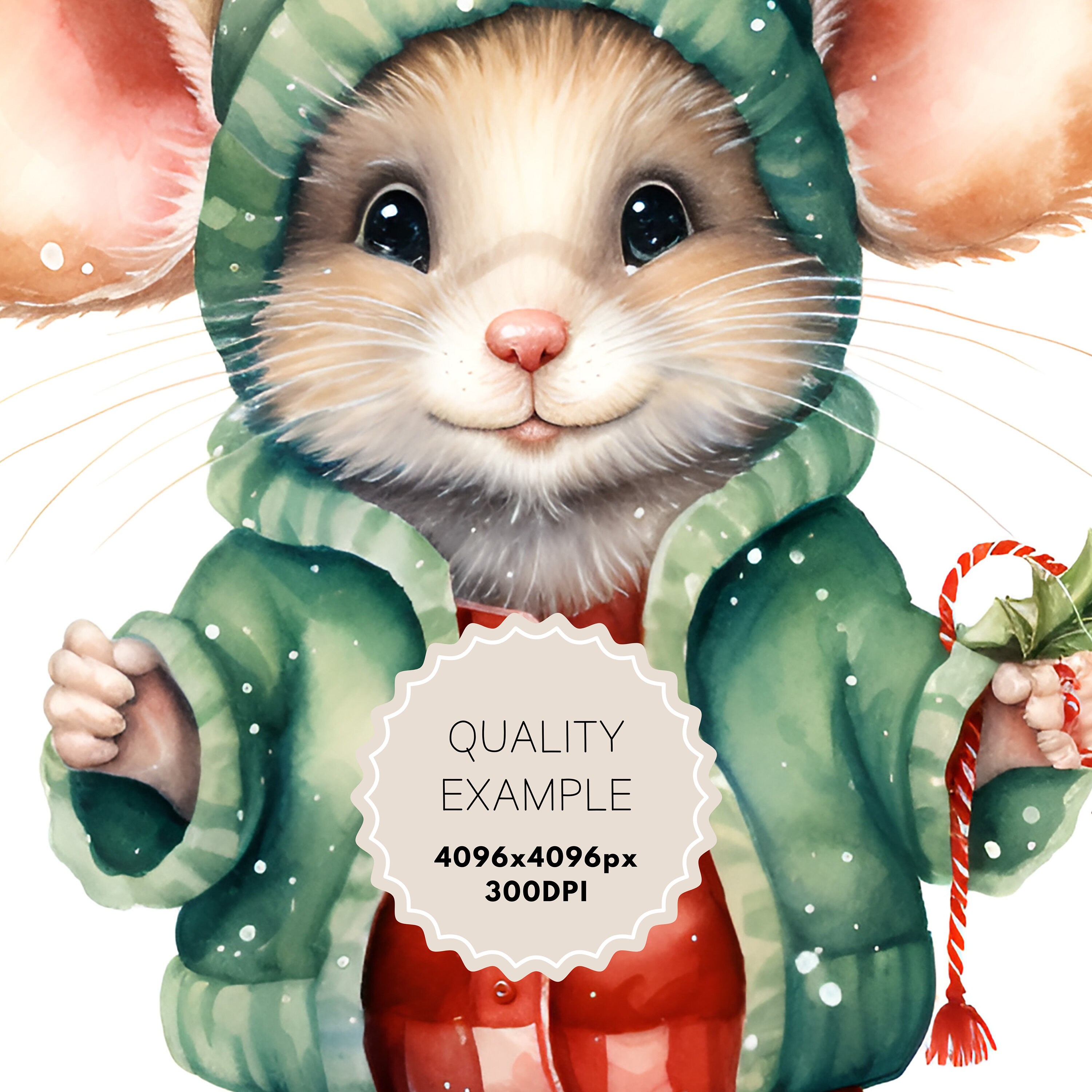 Watercolor Christmas Mice Clipart Bundle Cute Mouse Images - Etsy