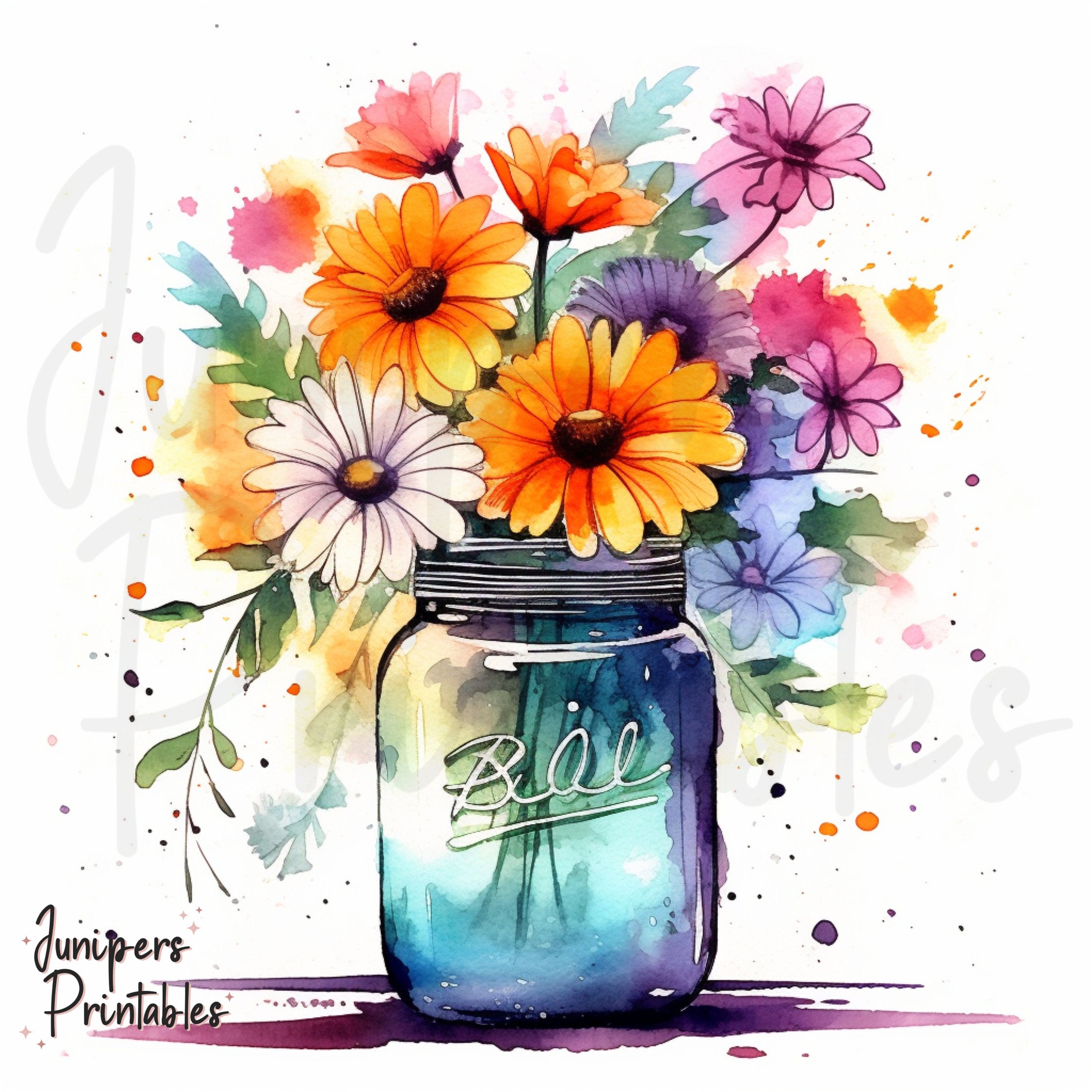 Vase of Colorful Flowers Clipart 12 High Quality Jpgs Vivid Mixed ...