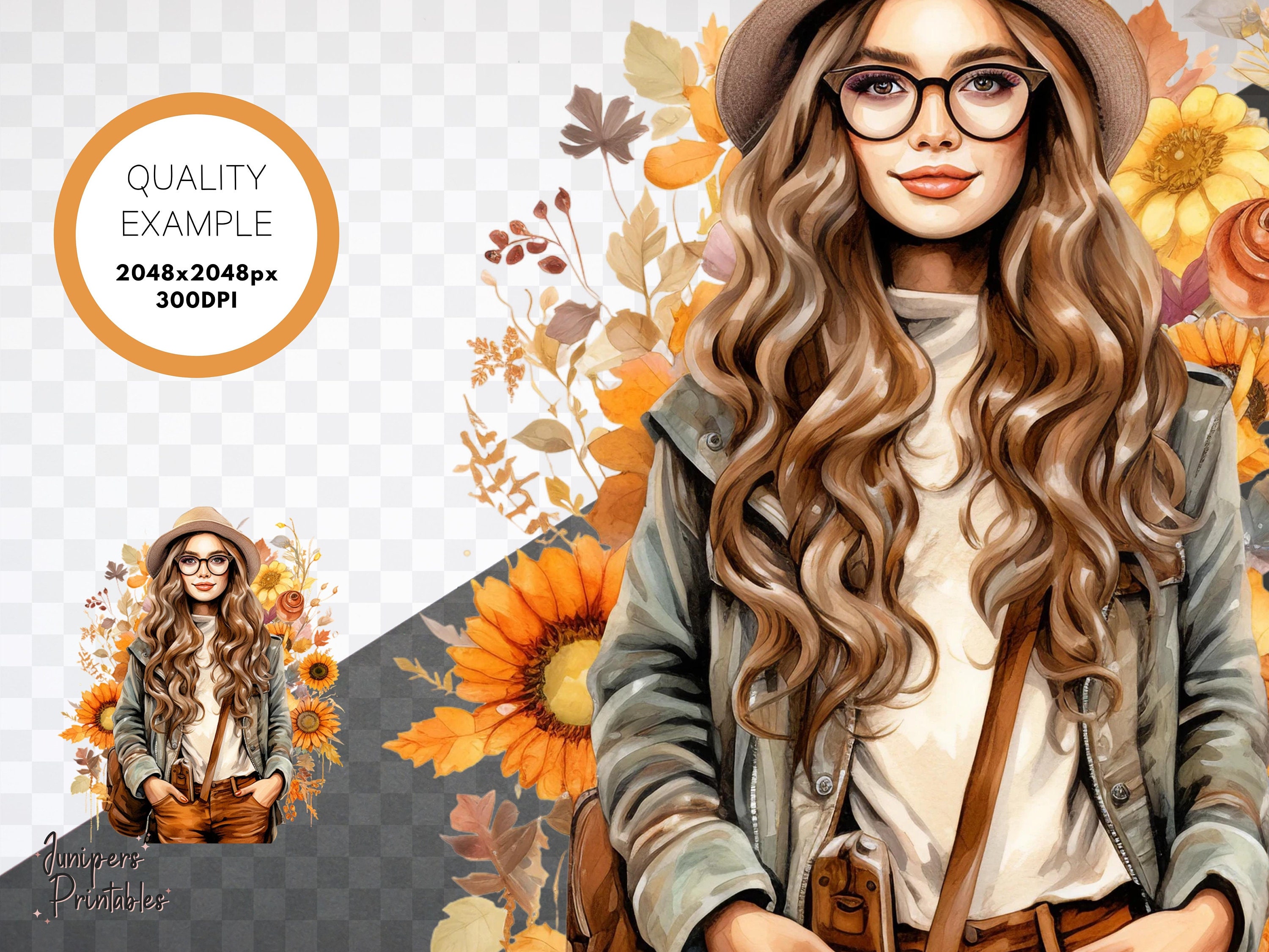 Autumn Hippie Clipart Bundle, 27 High Quality Transparent PNG for ...