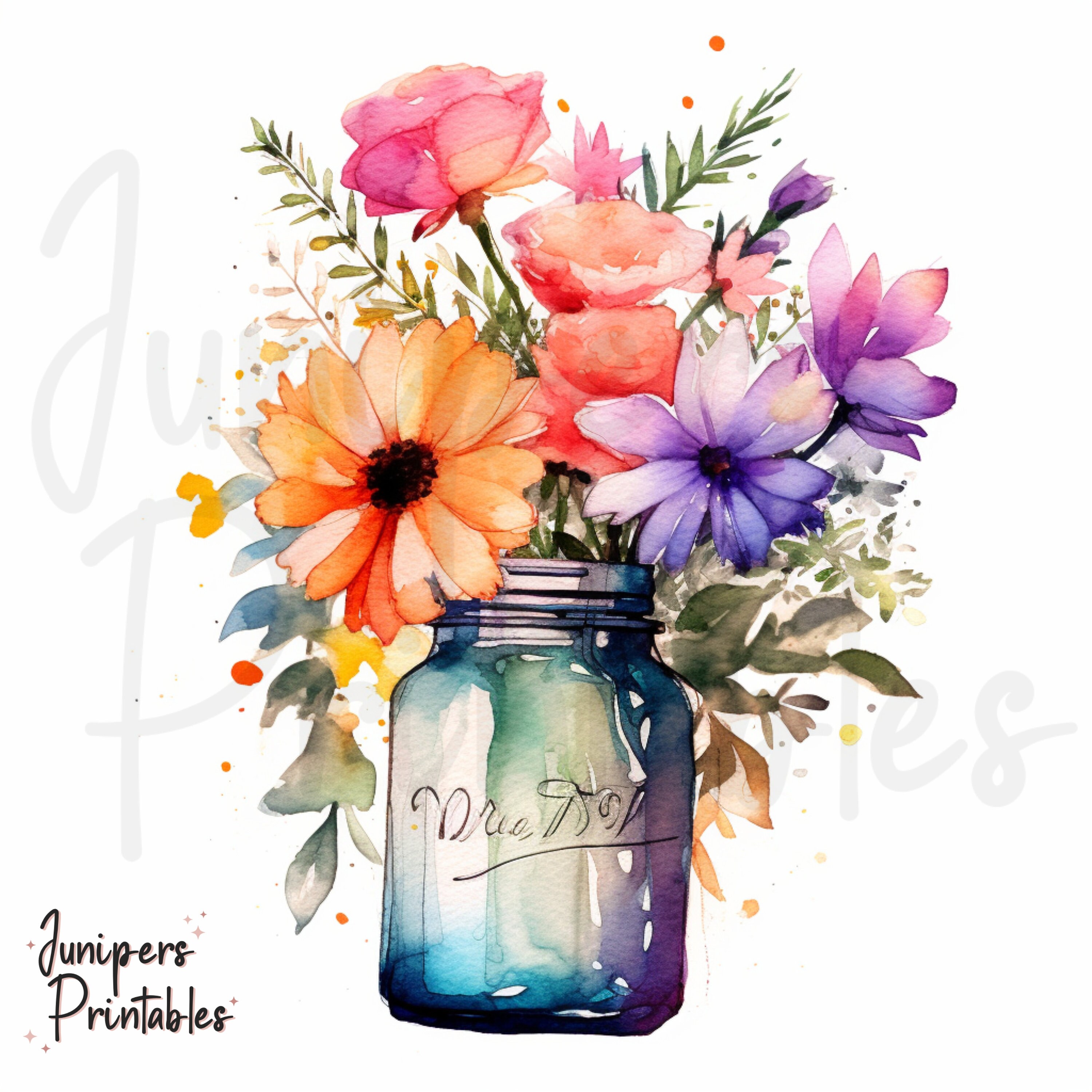 Vase of Colorful Flowers Clipart 12 High Quality Jpgs Vivid Mixed ...