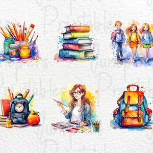 Watercolor School Clipart, Back to School Clipart, School Clipart 24 ...
