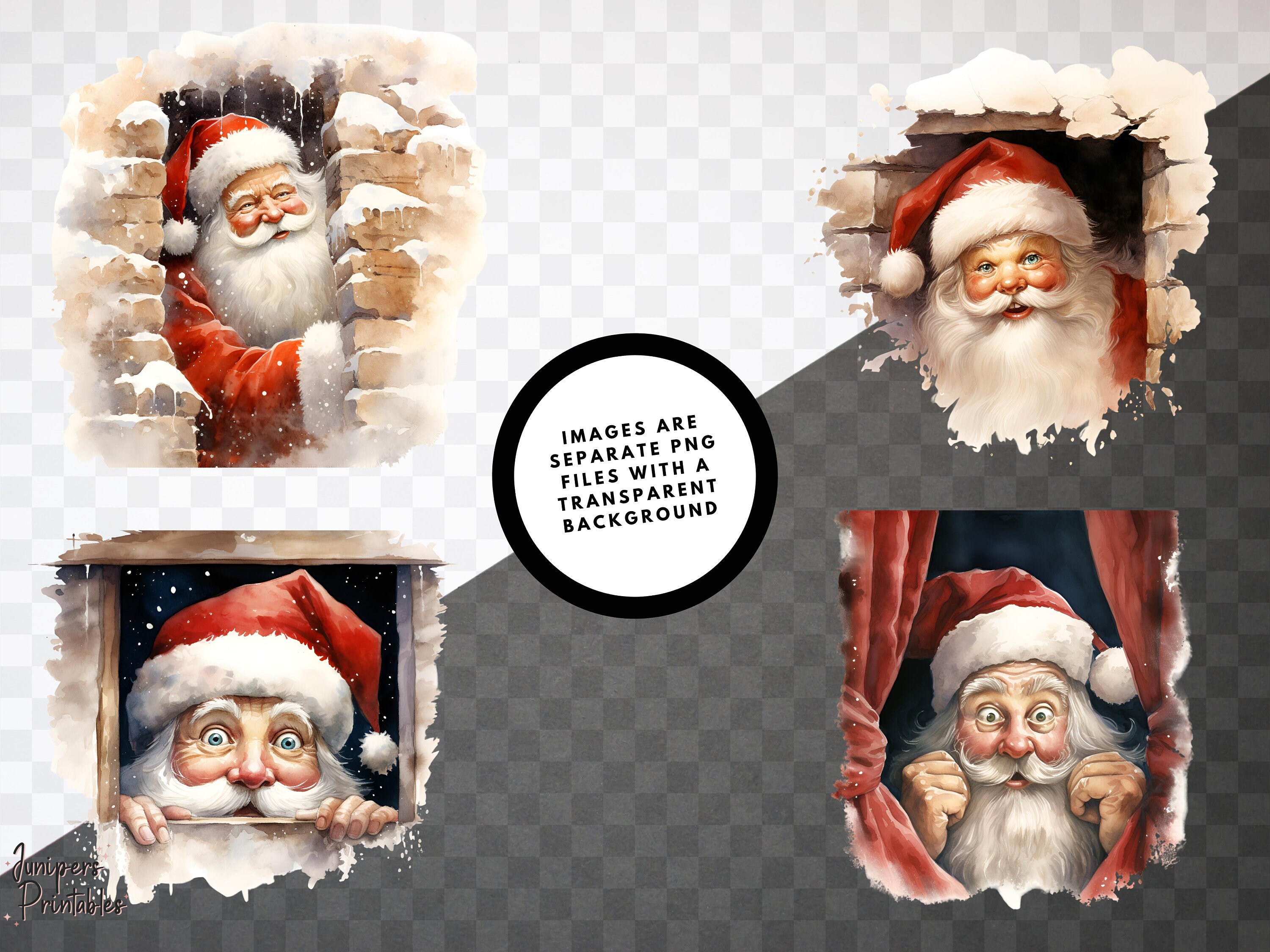 Peeking Santa Clipart Bundle, 22 High Quality Transparent PNG for ...