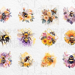 Bees and Blooms Clipart Bundle, 52 High Quality Transparent PNG for ...