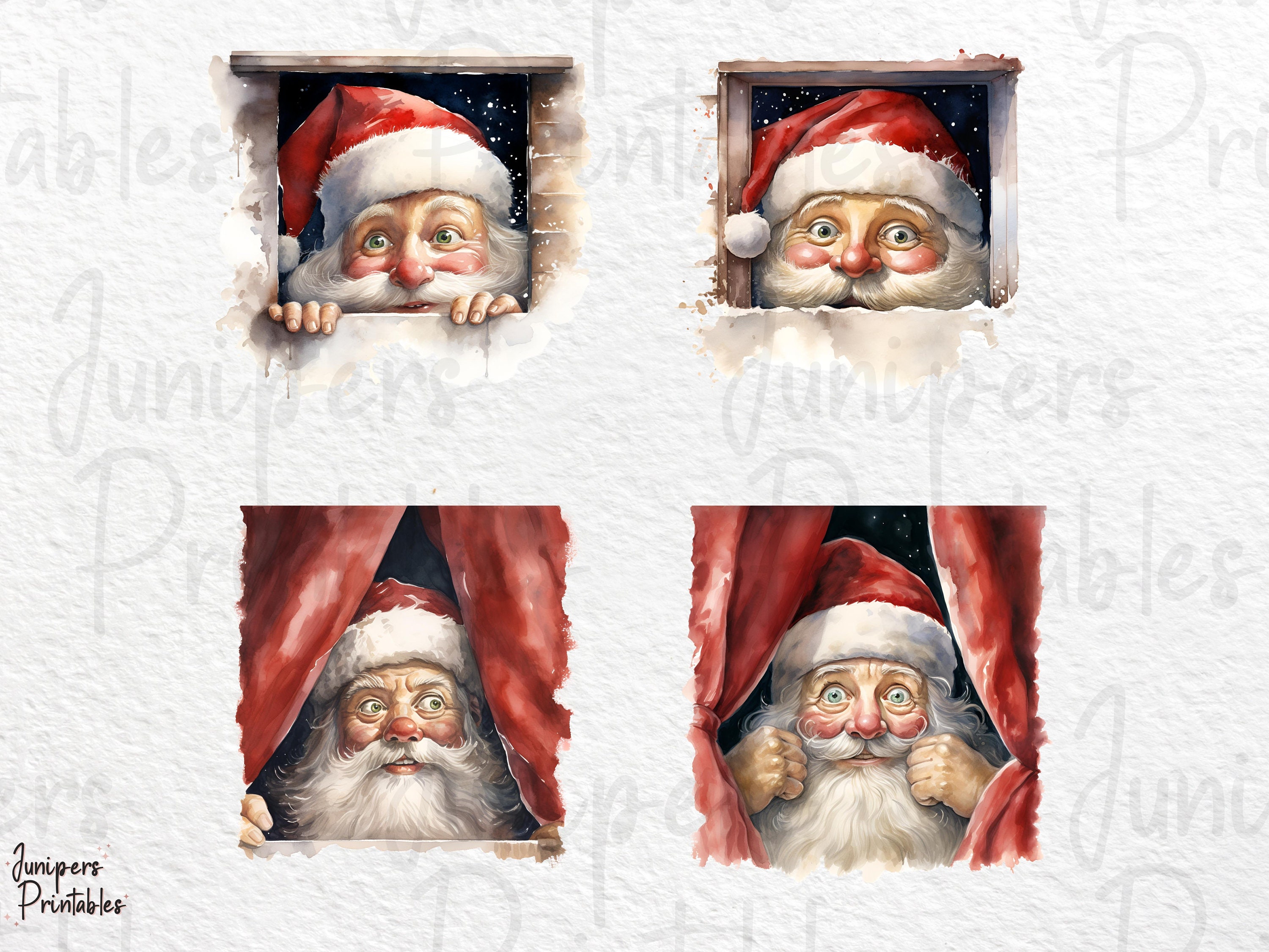 Peeking Santa Clipart Bundle, 22 High Quality Transparent PNG for ...