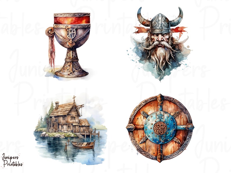 Norse Vikings Clipart Bundle, 28 High Quality Transparent PNG for ...