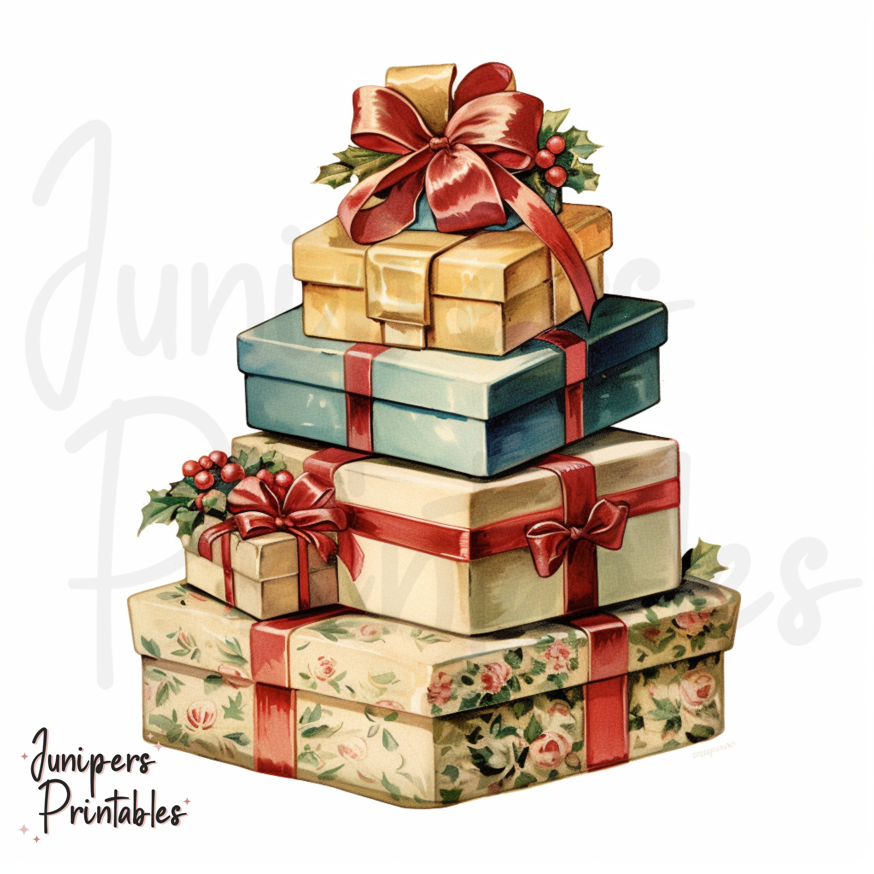 21 Vintage Christmas Gifts Clipart, High Quality Jpgs, Digital Download ...