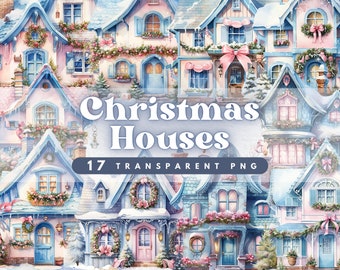 40 Watercolor Pastel Christmas Clipart Bundle Pink Christmas - Etsy